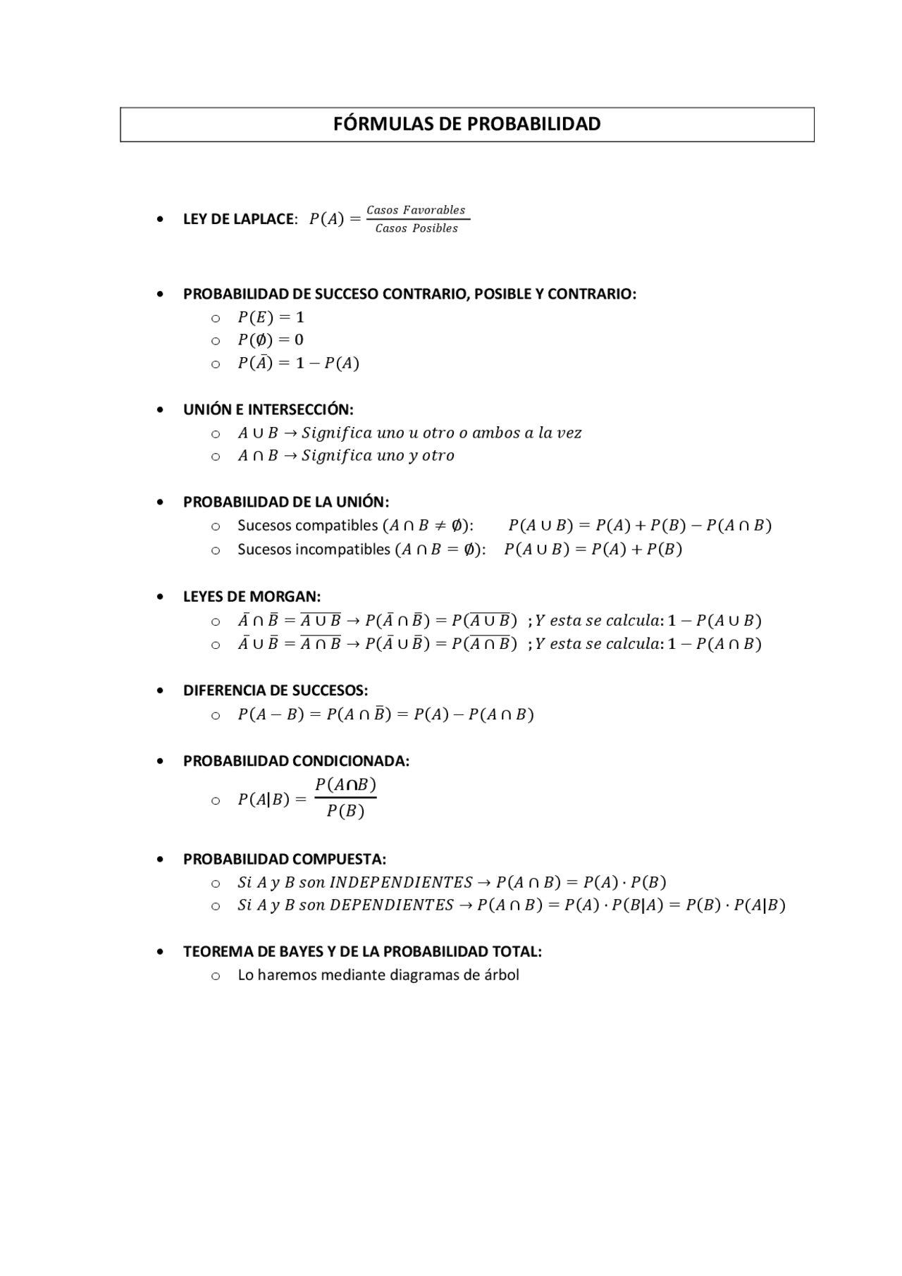 Formulas probabilidad | Apuntes de Matemáticas aplicadas a las Ciencias ...