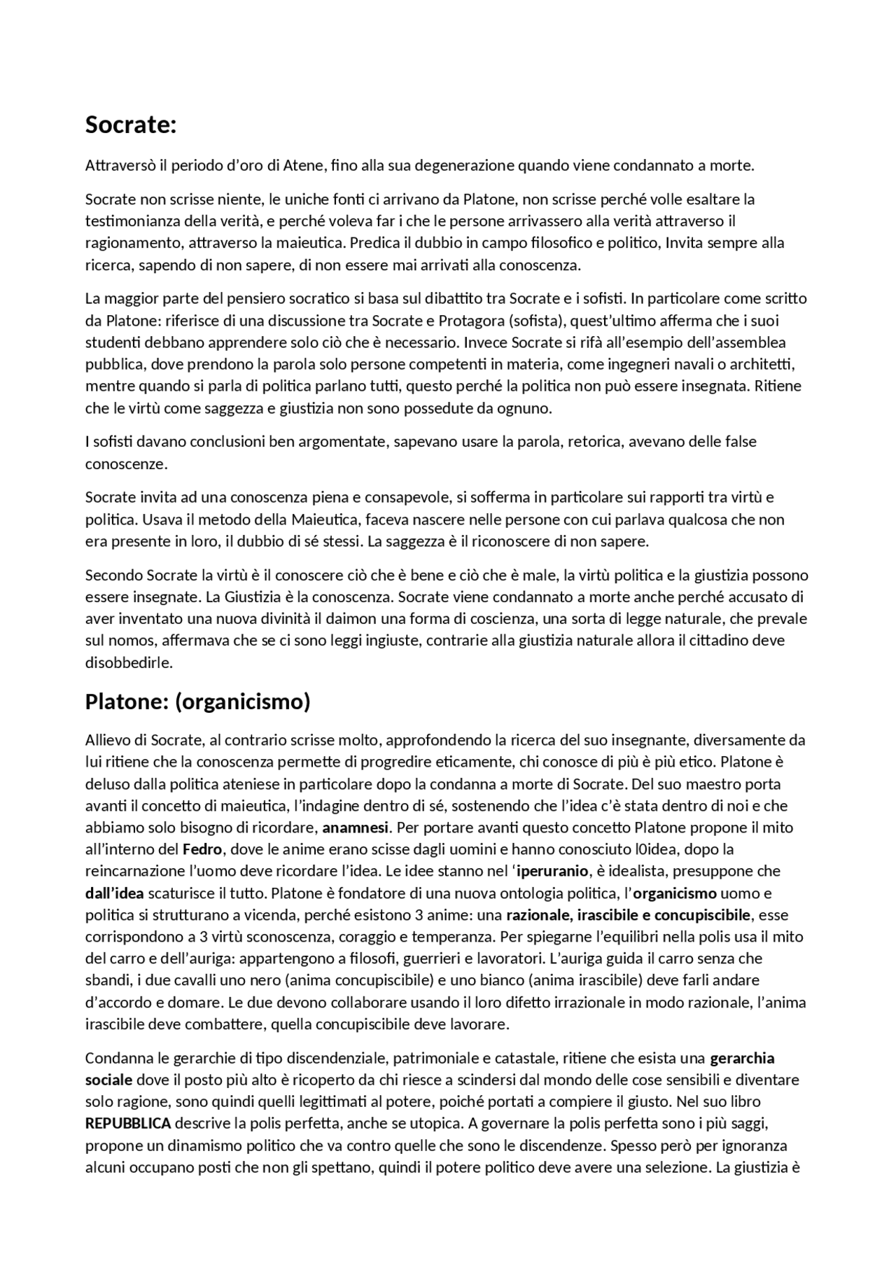 Appunti Storia Delle Dottrine Politiche Auori In Ordine Cronologico