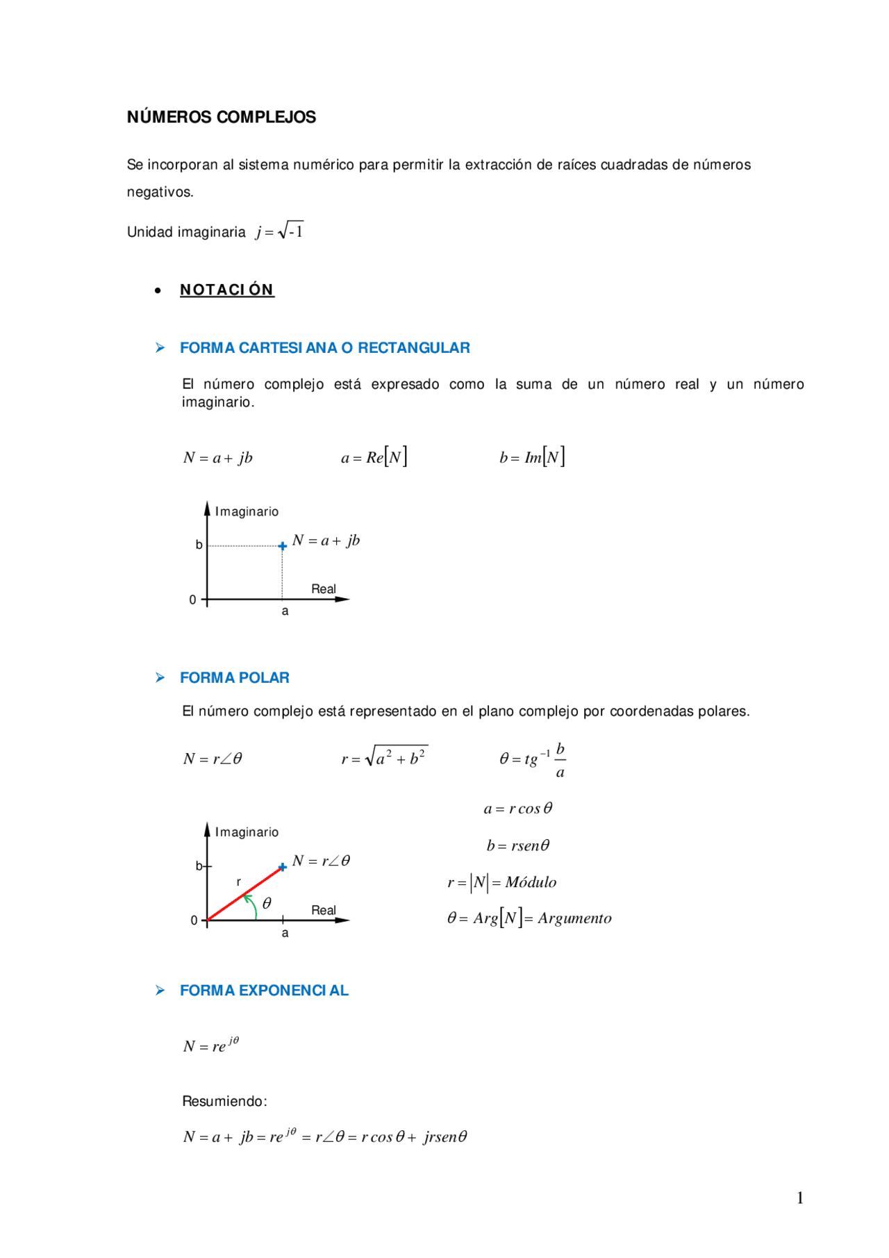 Números Complejos Fundamental Resúmenes De Matemáticas Docsity