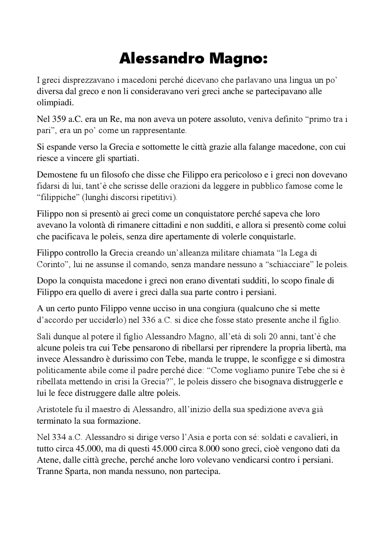 Alessandro Magno 359 Ac 323 Ac Appunti Di Storia Docsity