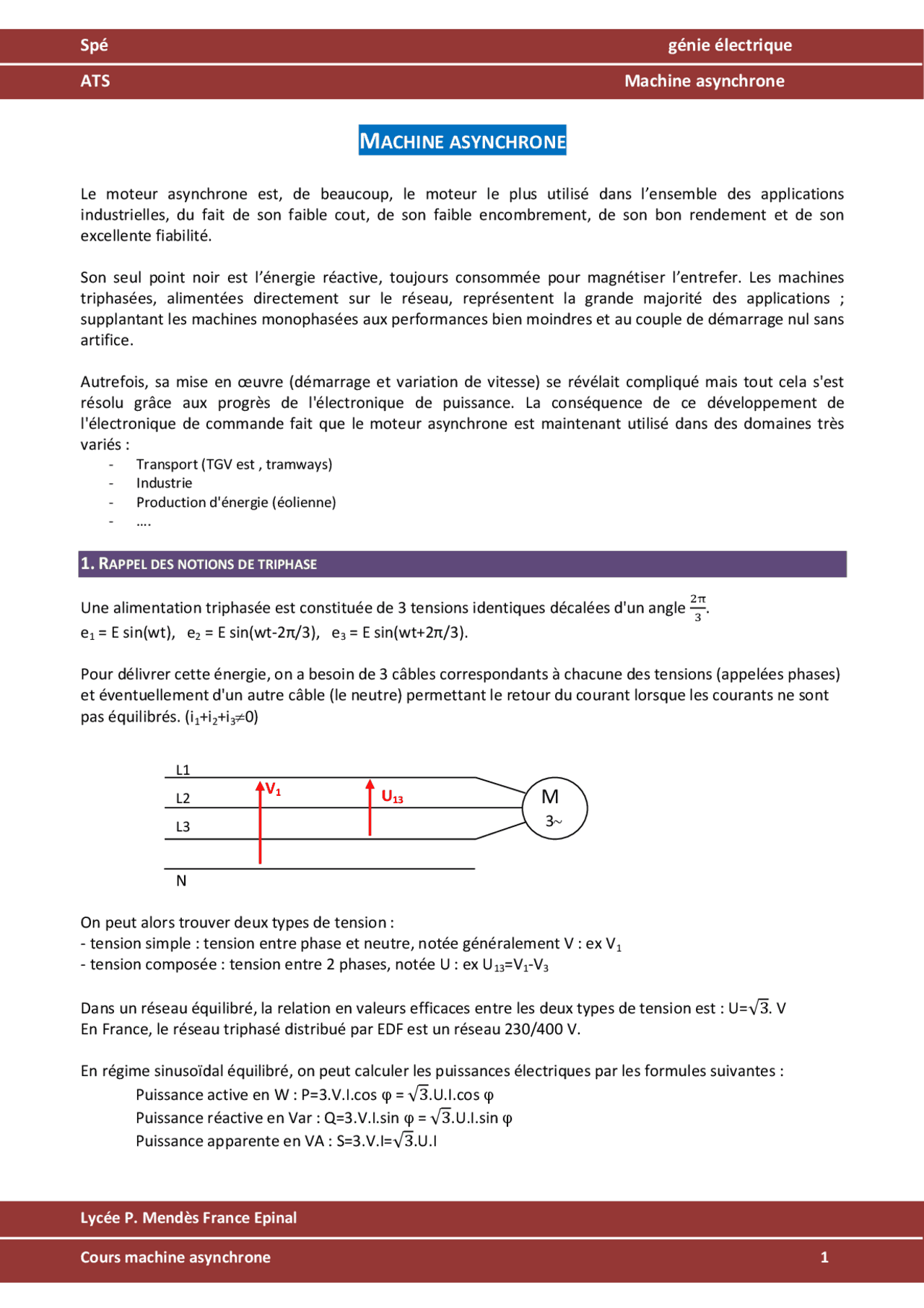 Les machines asynchrones | Study notes Electronics | Docsity