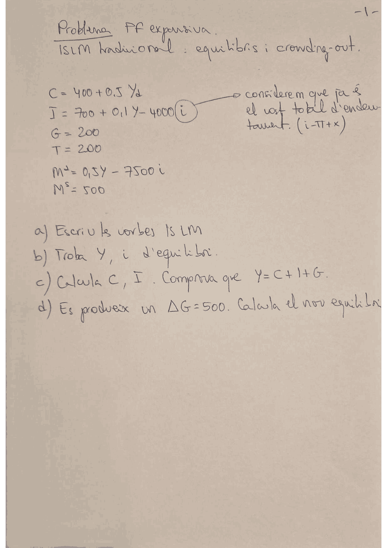 Ejercicios Is Lm Macro Ub Ejercicios De Macroeconomía Docsity