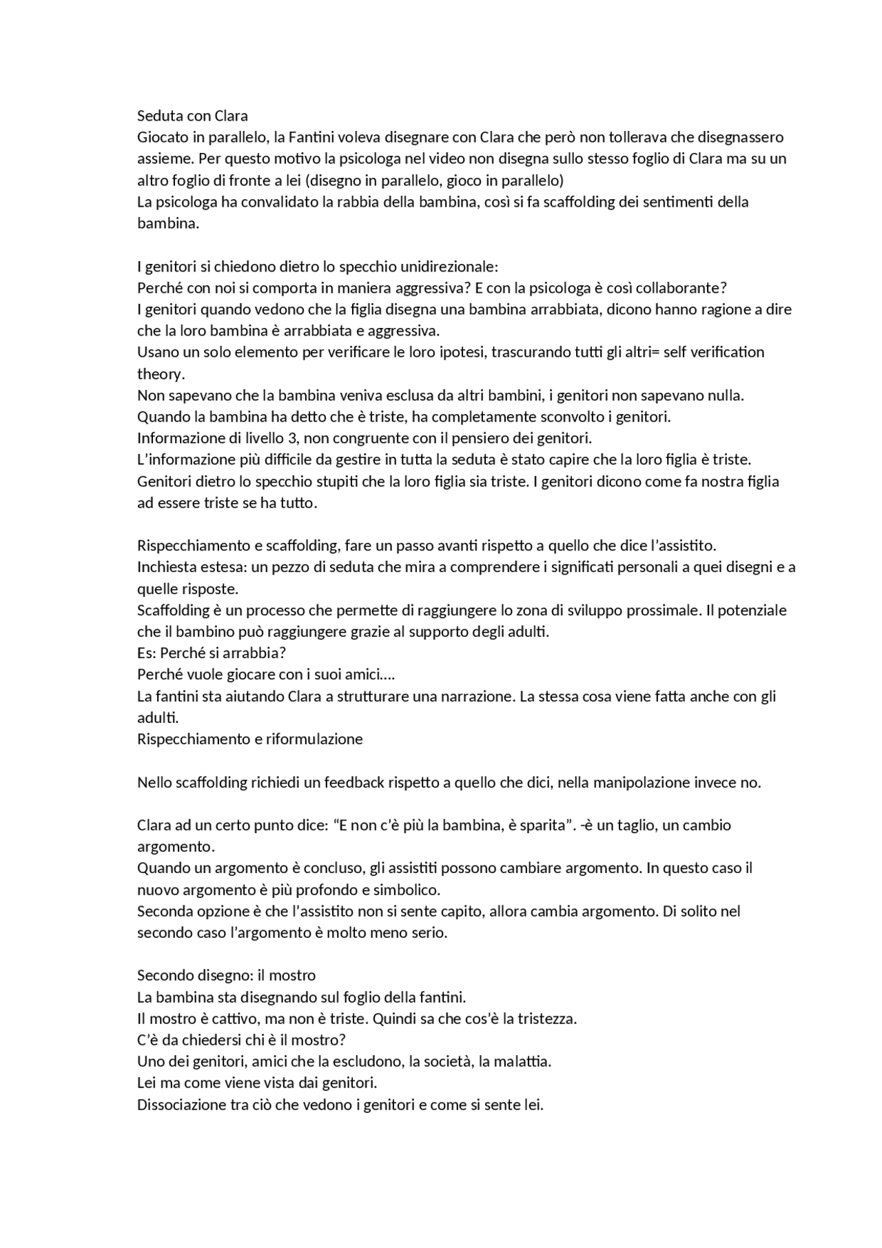 Seduta assessment terapeutico e riassunto lezione 8 | Schemi e mappe concettuali di Psicologia ...