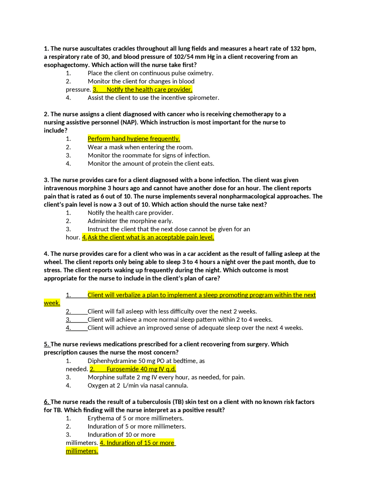 Nursing Practice Exam: Multiple Choice Questions and Answers for NURS ...