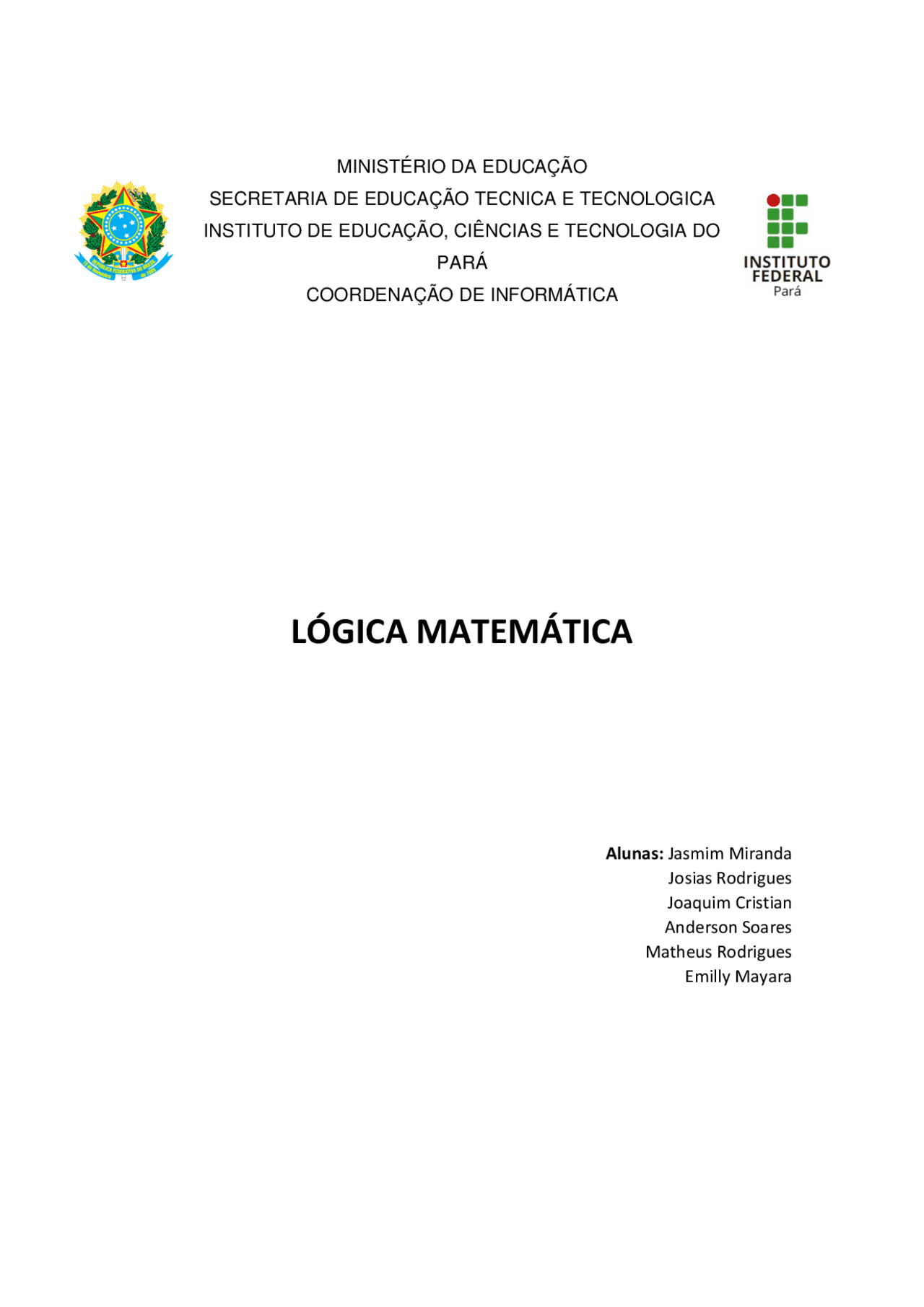 Exercícios sobre Lógica Matemática | Exercícios Lógica Matemática | Docsity