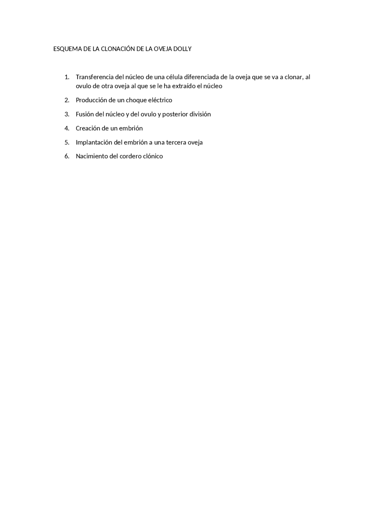 Clonacion Oveja Doly Resúmenes De Biología Docsity