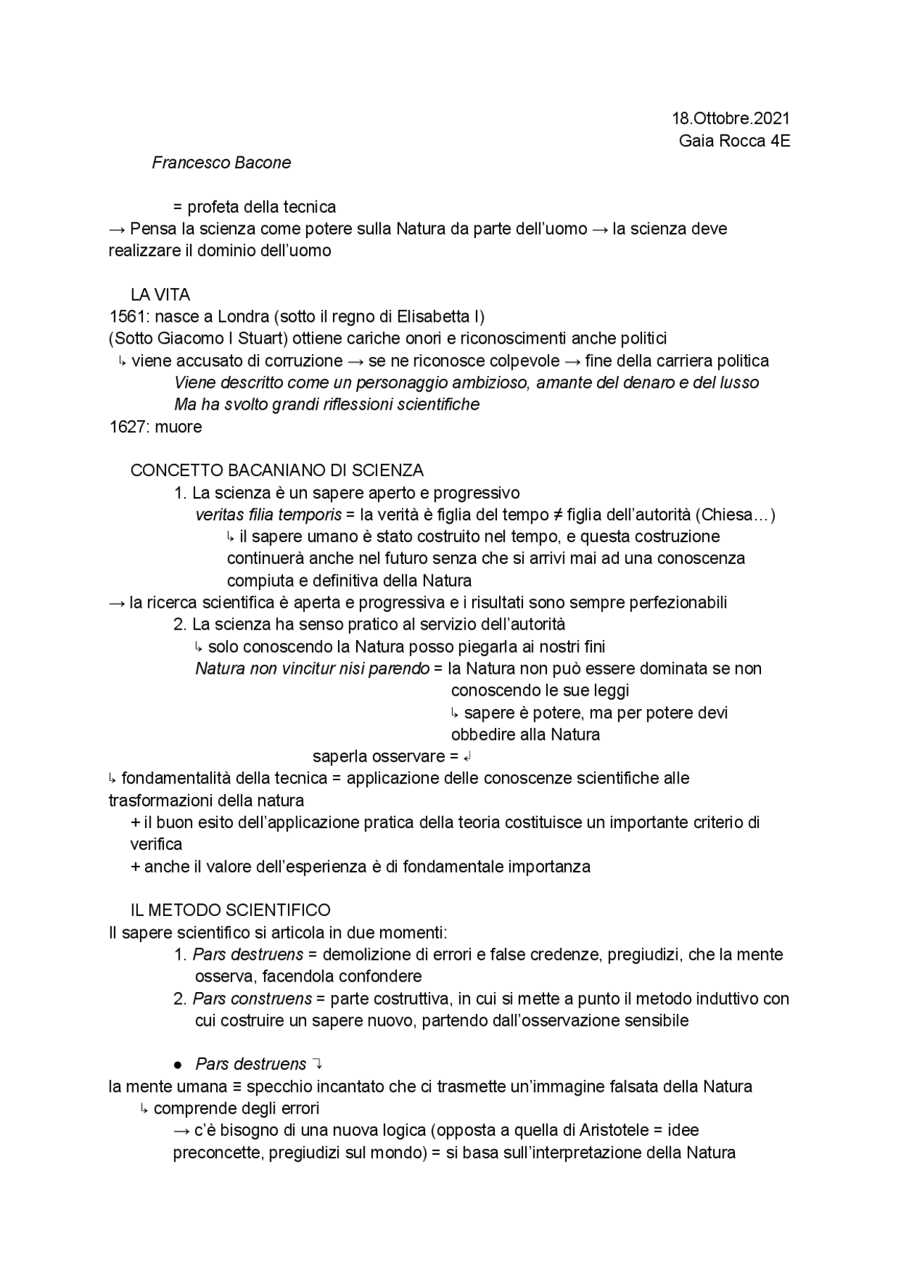 Filosofia Di Francesco Bacone Appunti Di Filosofia Docsity