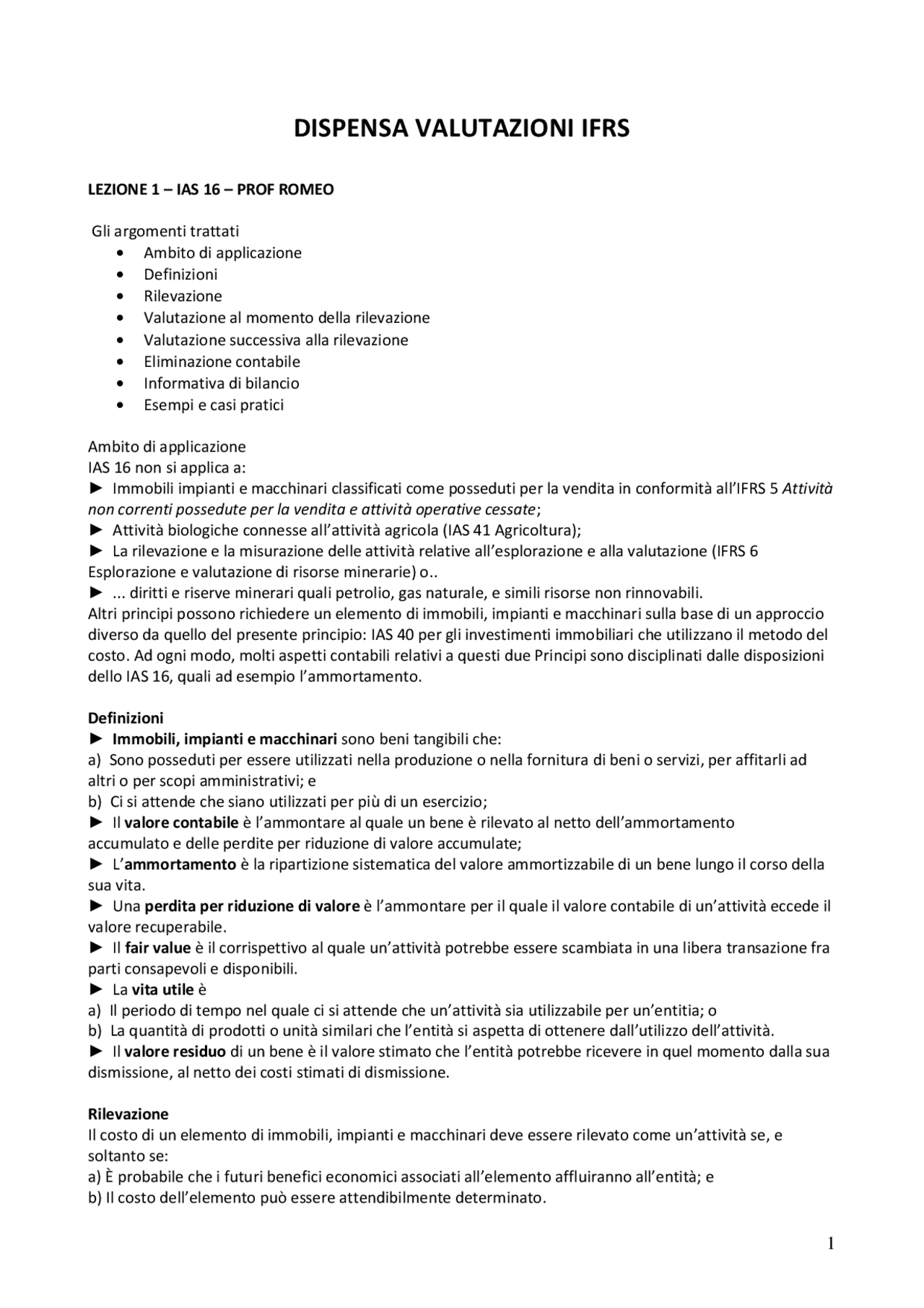 Dispensa Valutazioni IFRS 2 | Dispense di Analisi Di Bilancio E Principi Contabili | Docsity