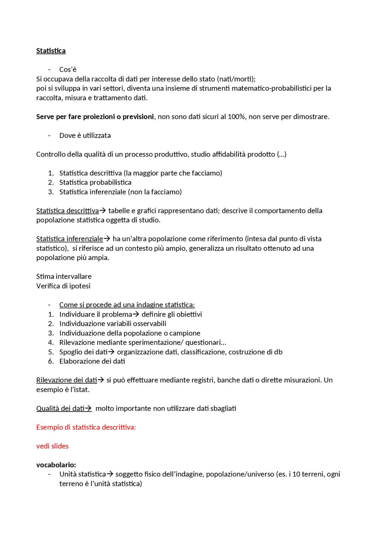 Prima lezione prof Umberto carugati | Dispense di Statistica | Docsity