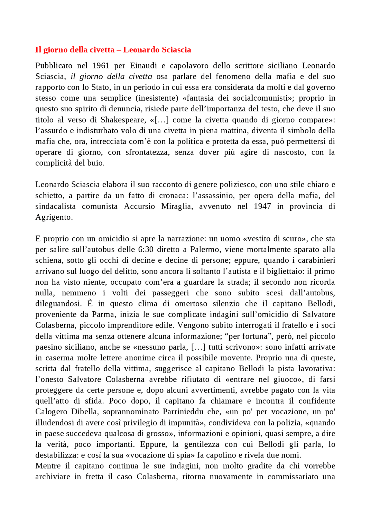 Il giorno della civetta di Sciascia | Guide, Progetti e Ricerche di ...