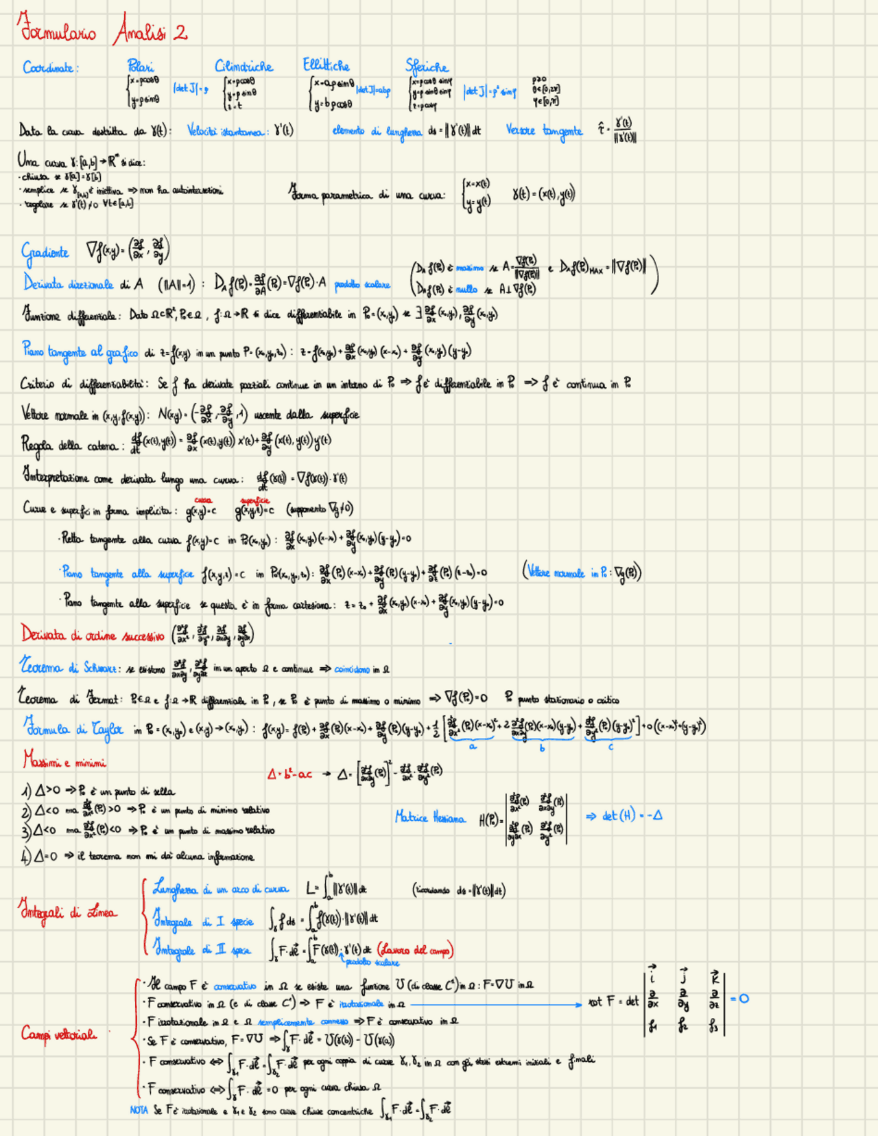 Formulario Di Analisi Matematica Ii Sintesi Del Corso Di Analisi Matematica Ii Docsity