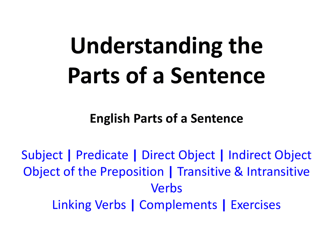 Parts of a sentence English Grammar | Apuntes de Idioma Inglés | Docsity
