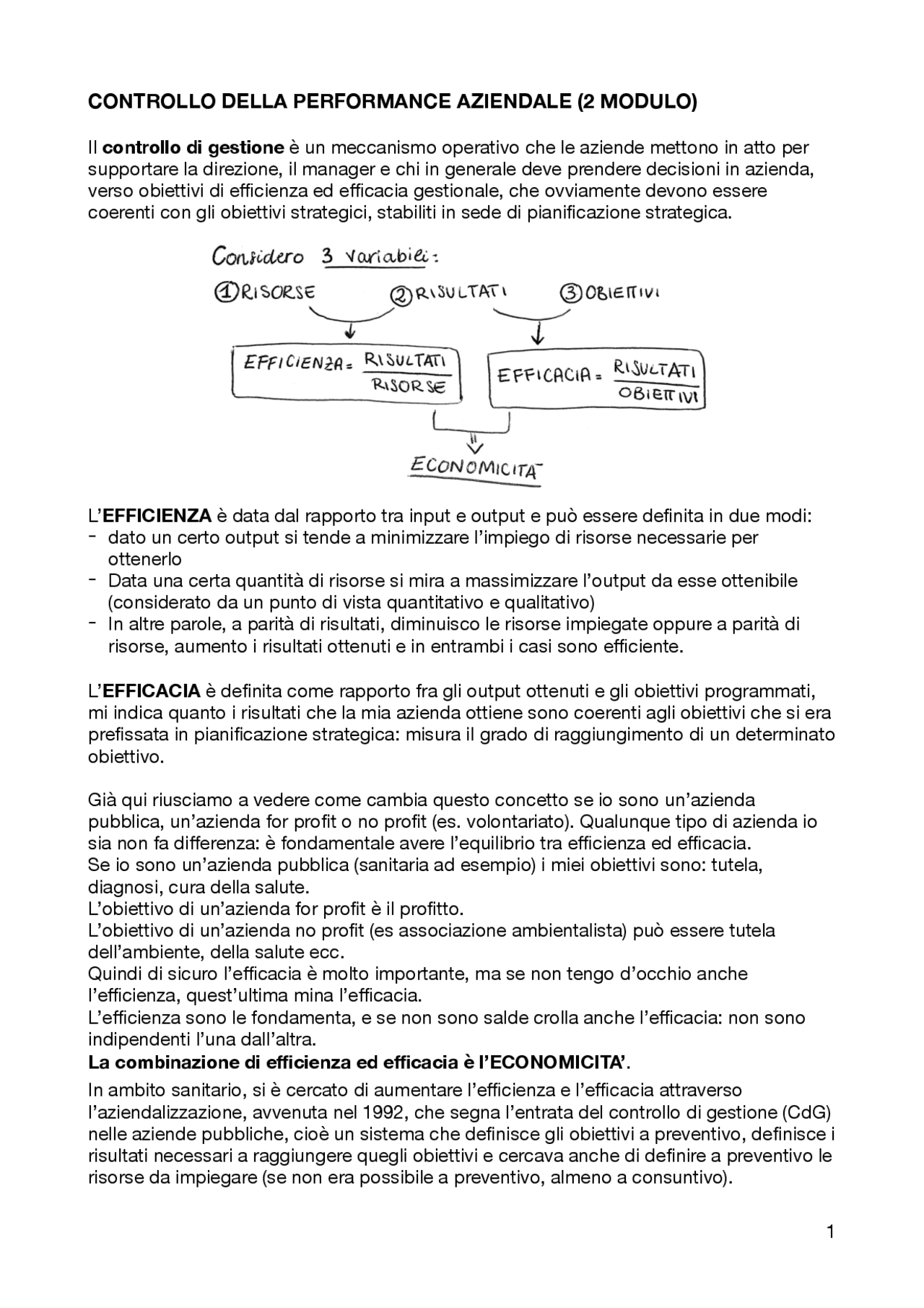 Appunti Controllo Della Performance Aziendale 2 Modulo Appunti Di