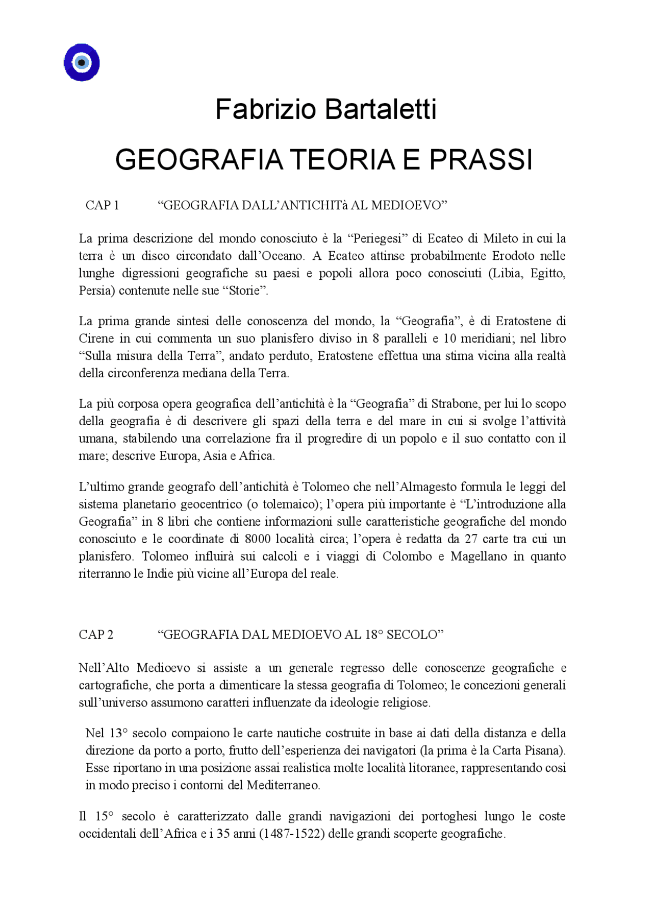 Fabrizio Bartaletti Geografia Teoria E Prassi Schemi E Mappe