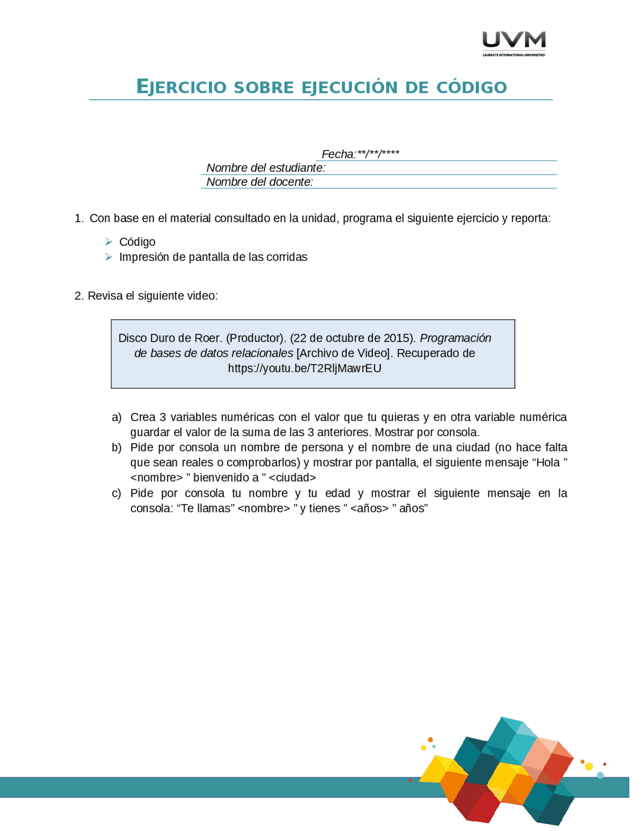 Programador programa programacion | Ejercicios de Programación C | Docsity