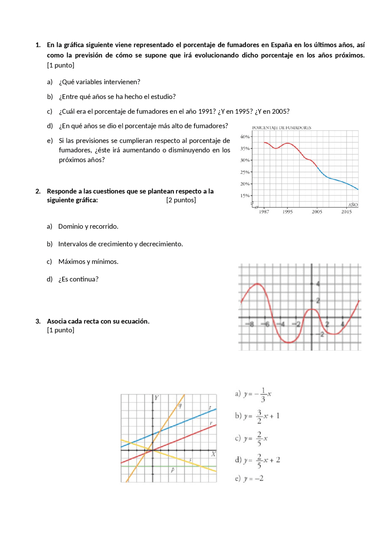 Funciones 3º Eso Matemáticas Aplicadas Exámenes De Matemáticas