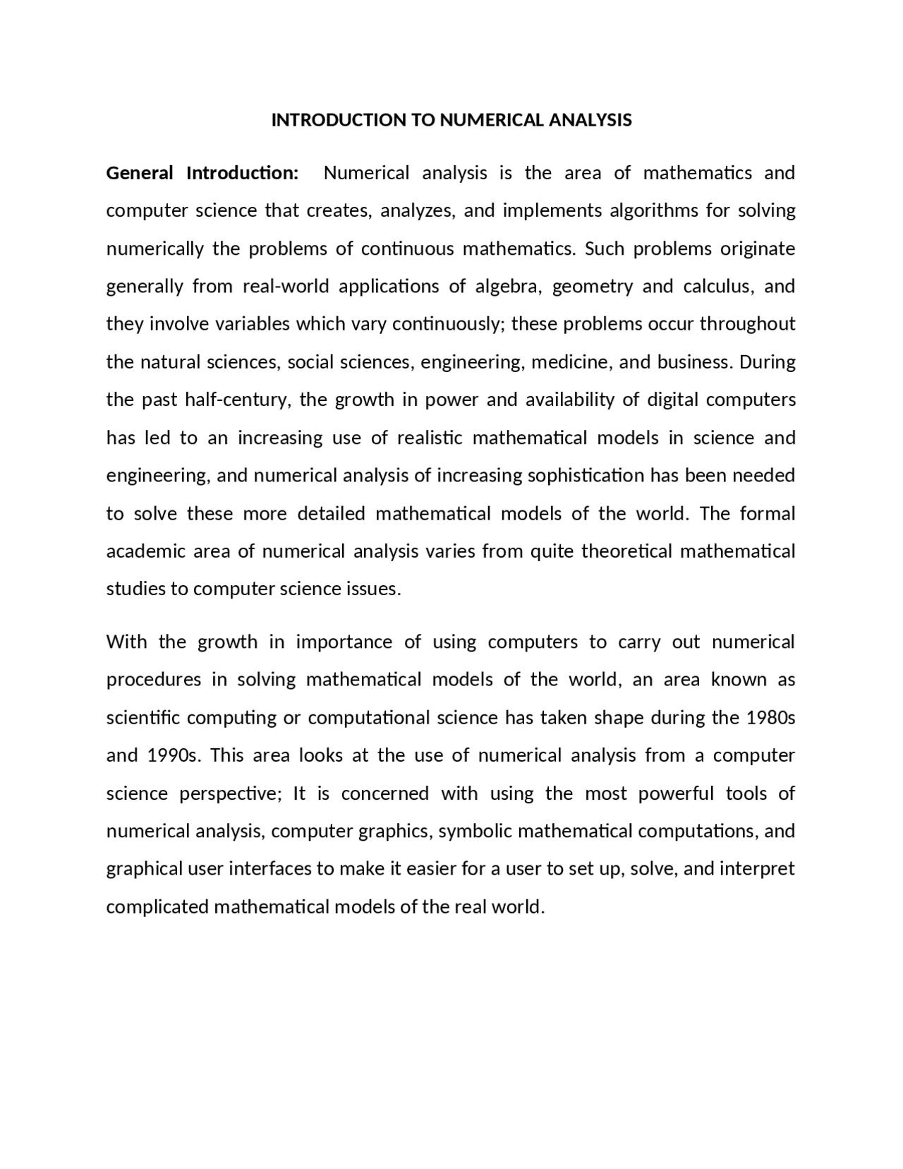 Introduction to numerical analysis | Study notes Mathematical Methods ...