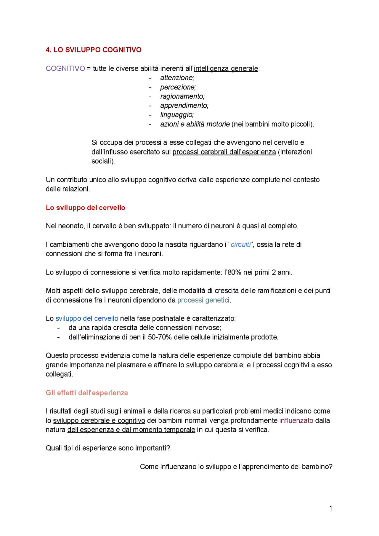 Le Prime Relazioni Del Bambinolo Sviluppo Cognitivo Sintesi Del