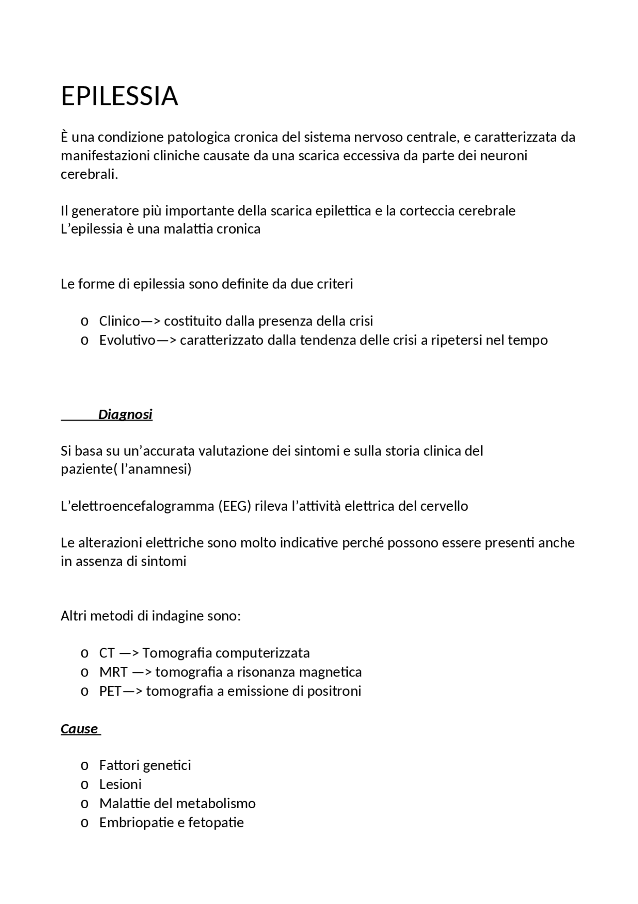 Epilessia caratteristiche | Appunti di Anatomia | Docsity
