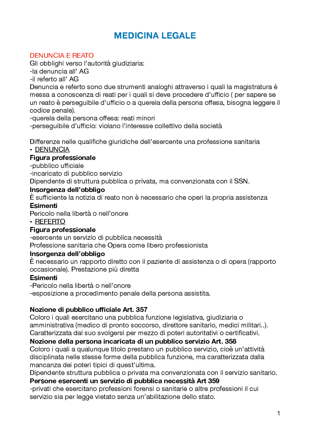Nozioni principali sulla medicina legale | Appunti di Medicina Legale ...