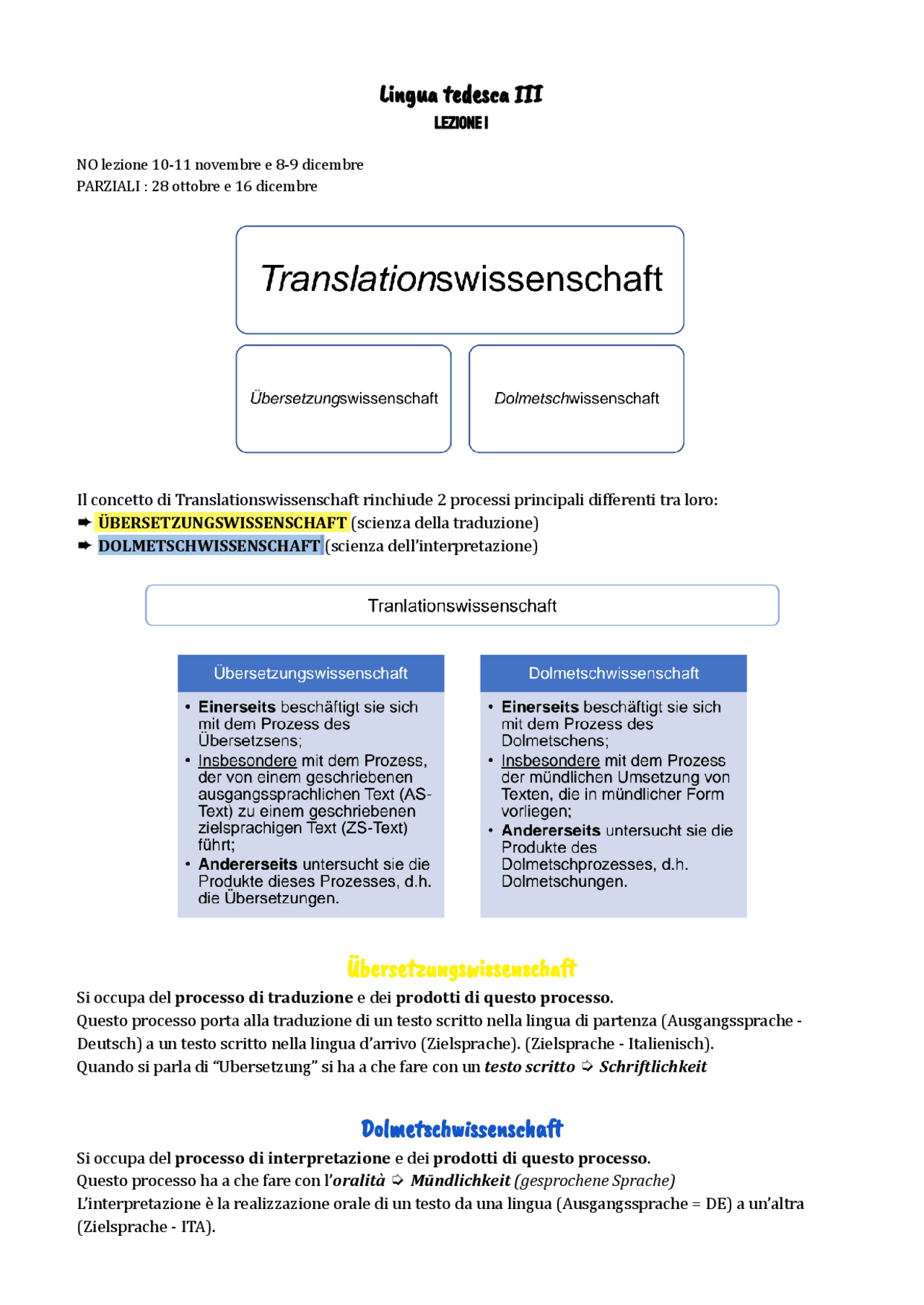 Traduzione Tedesca Lez 1 Appunti Di Lingua Tedesca Docsity