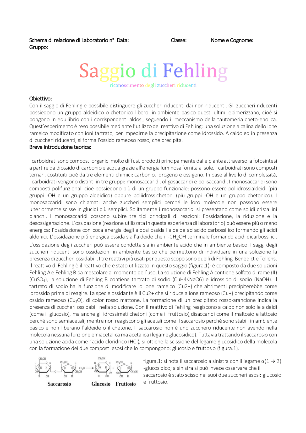Relazione Di Laboratorio Saggio Di Fehling Guide Progetti E