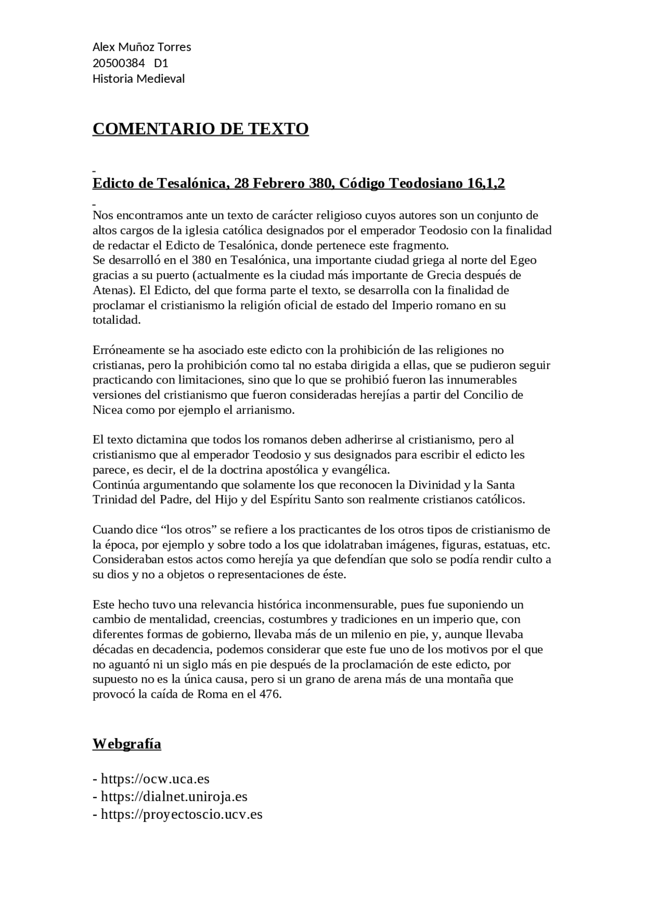 Comentario texto historia medieval | Ejercicios de Literatura Medieval ...