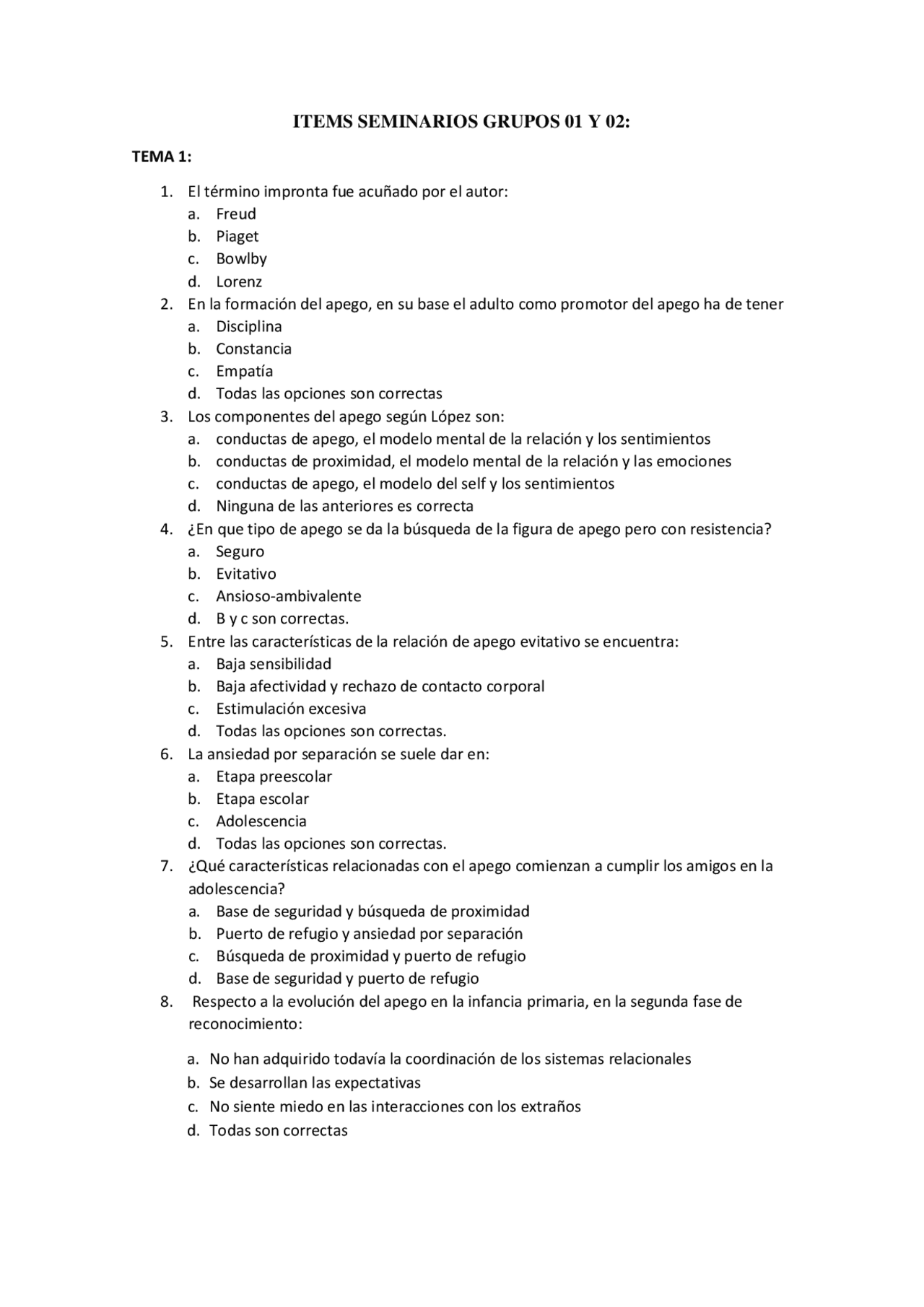 Test Repaso Desarrollo Ii Ejercicios De Desarrollo Humano Docsity