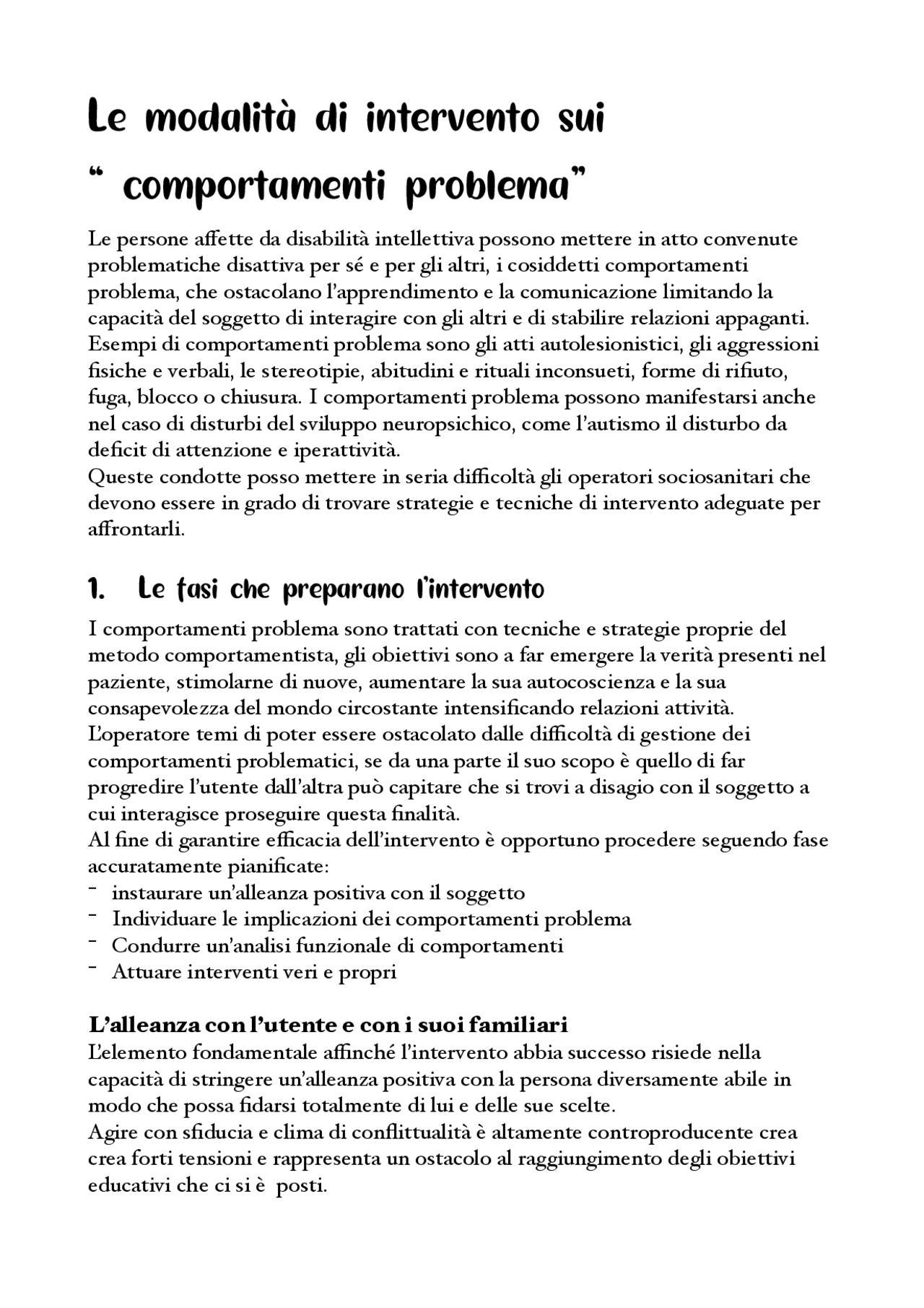 Le Modalità Di Intervento Sui Comportamenti Problema Appunti Di