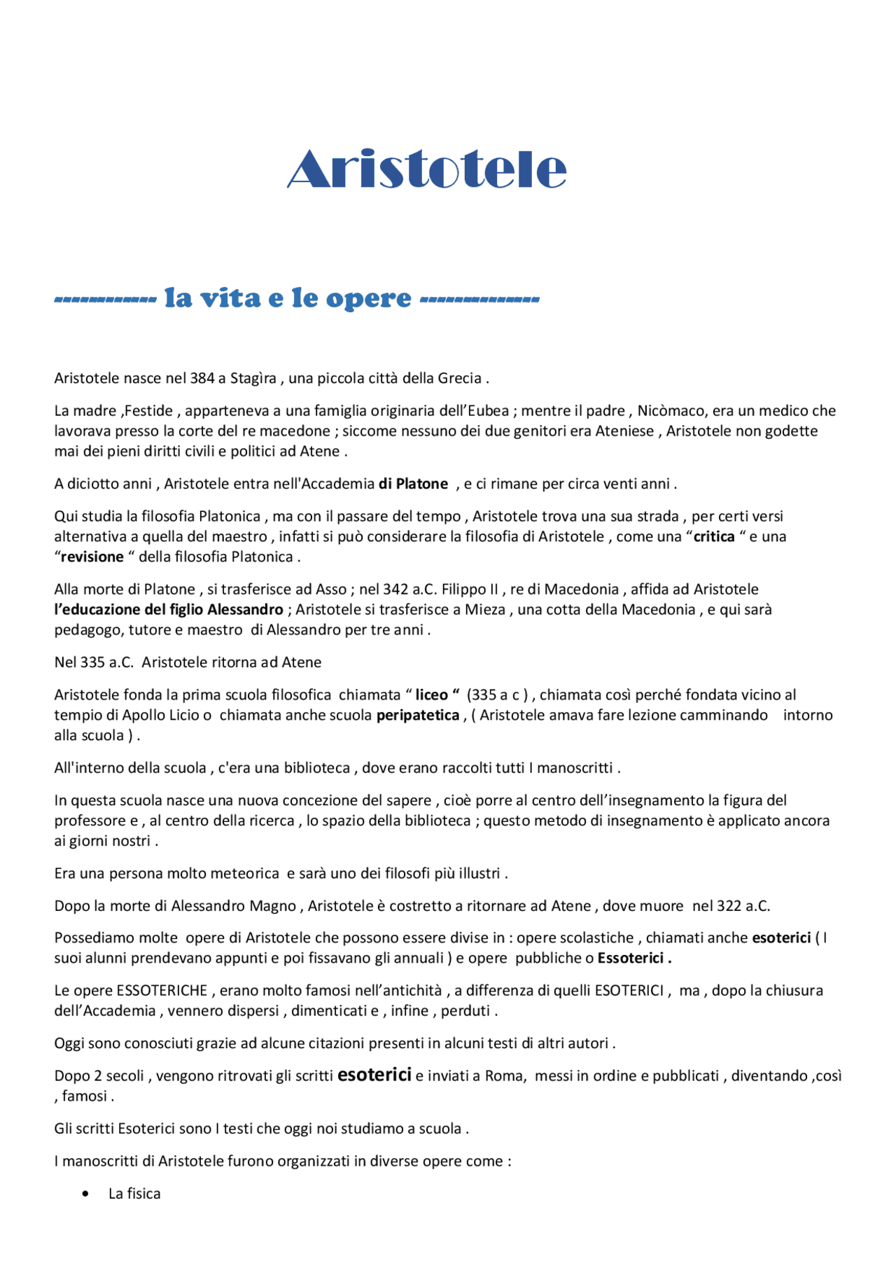 Appunti Filosofia Aristotele Apuntes De Filosofía Docsity