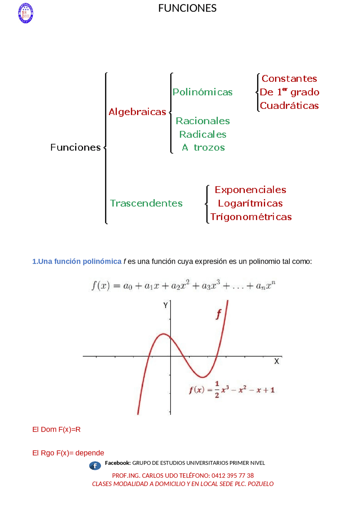 Tipos De Funciones Matematicas I Apuntes De Matemáticas Docsity