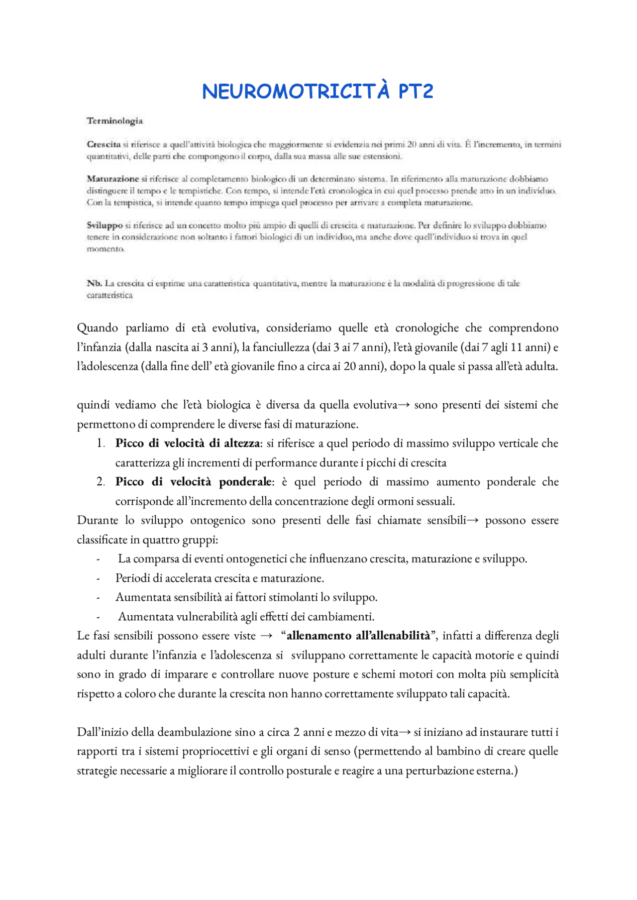 Sbobbine Di Neuromotricità Sbobinature Di Neuroanatomia Docsity