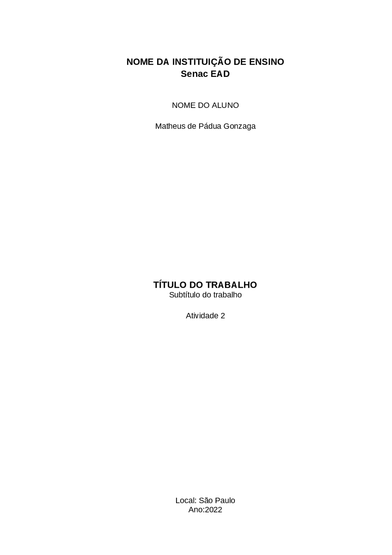 Atividade 2 Uc3 Senac Ead Nota A | Exercícios Matérias técnicas | Docsity