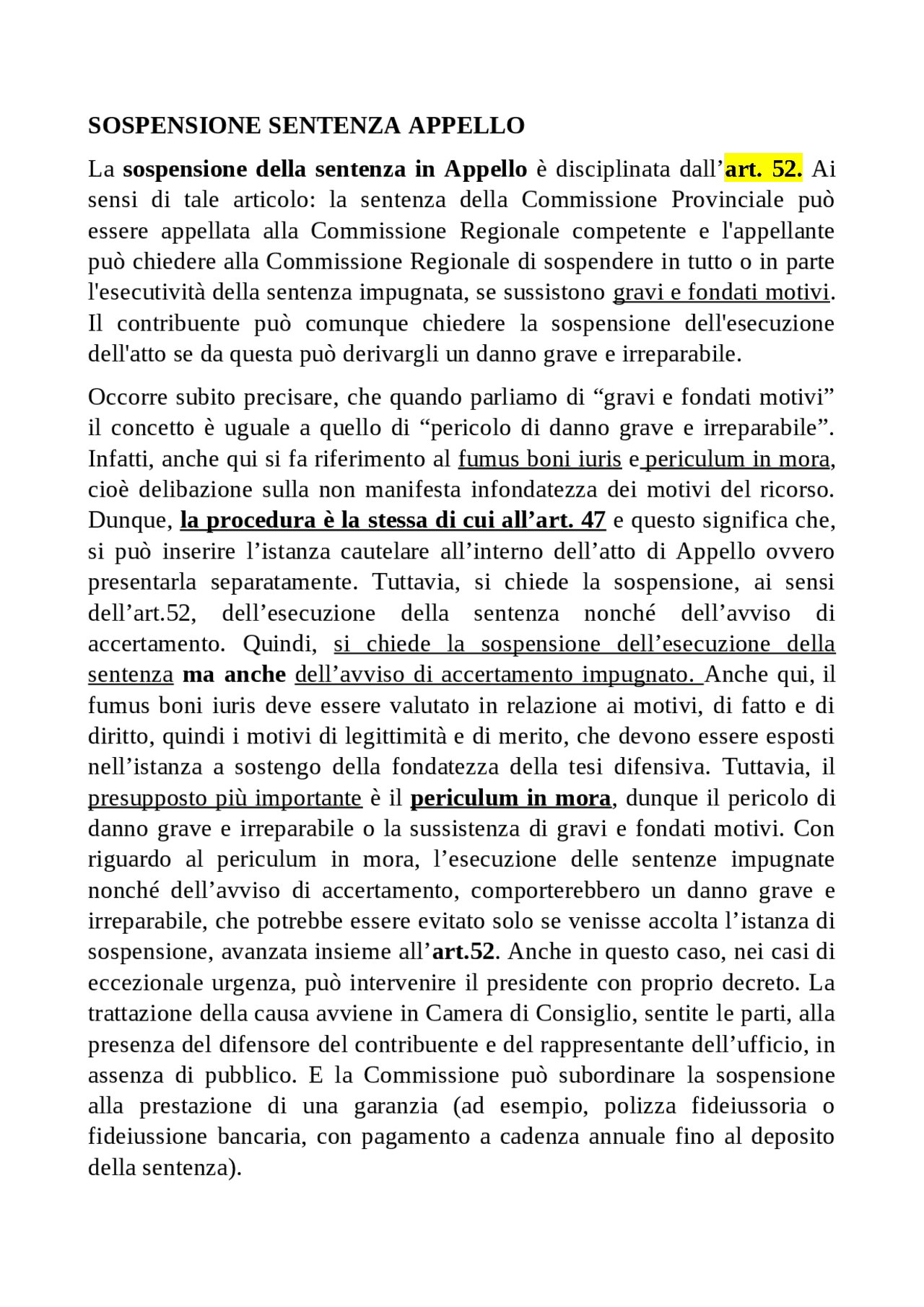 Sospensione Sentenza In Appello Notes De Diritto Processuale