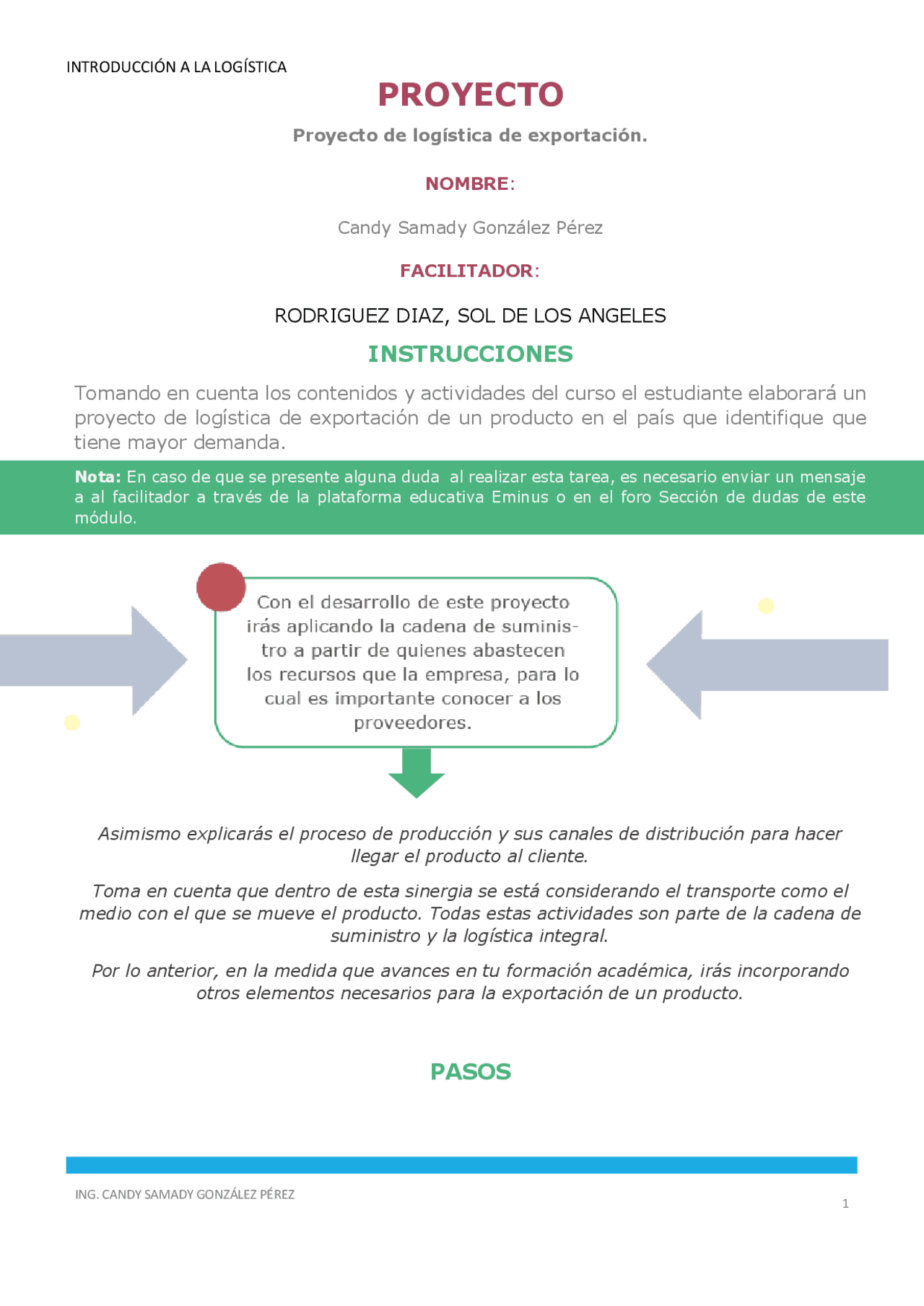 Proyecto de logística de exportación. | Guías, Proyectos, Investigaciones de Logística | Docsity