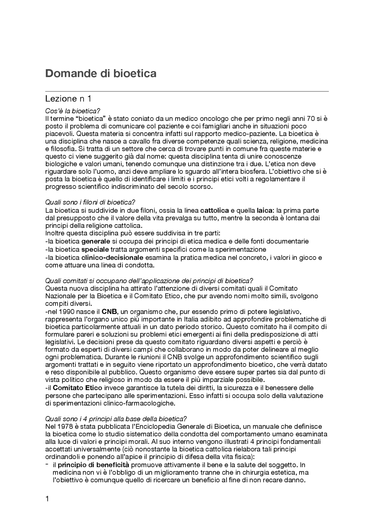 Riassunto E Domande Tipo Esame Schemi E Mappe Concettuali Di Bioetica Docsity