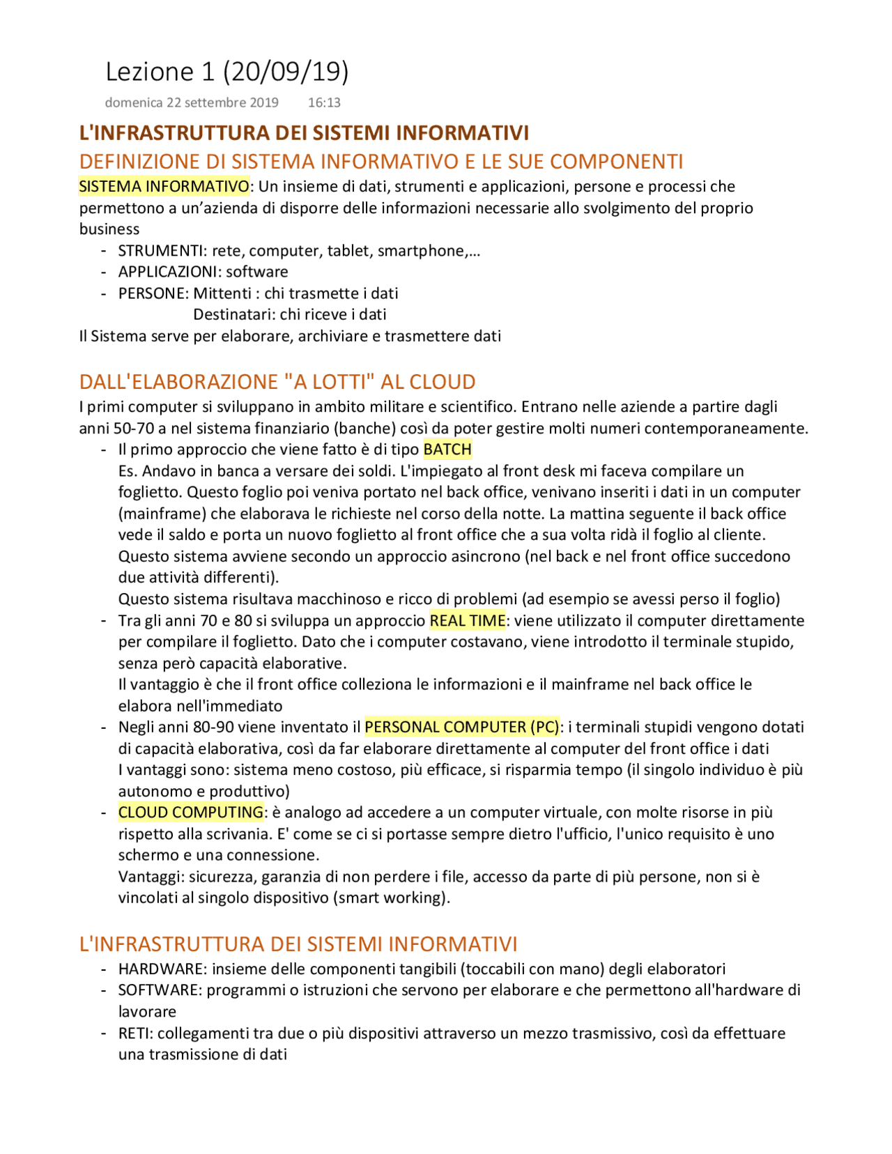 Informatica e Sistemi Informativi - Dossena - Unicatt | Appunti di Informatica gestionale | Docsity