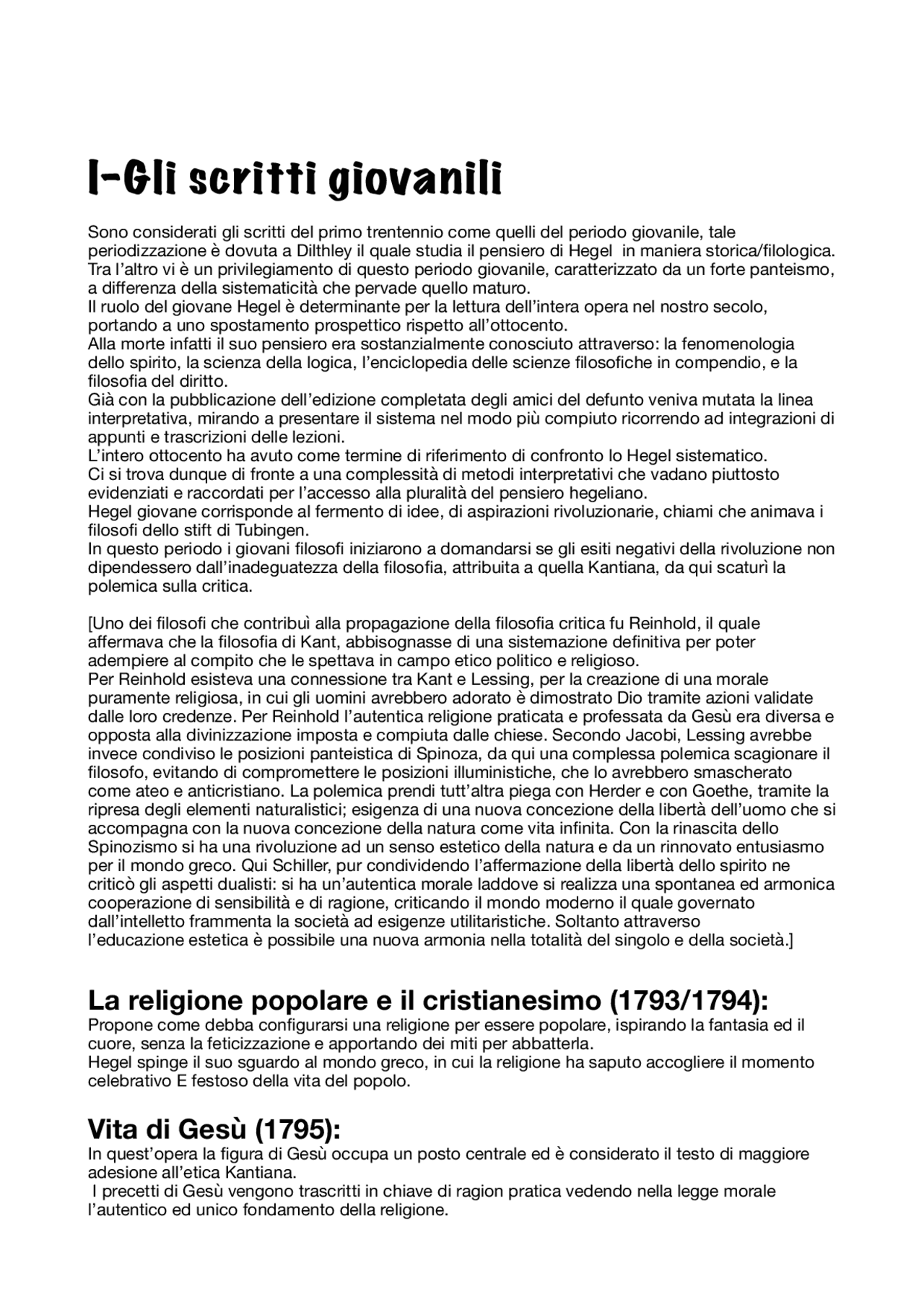 Introduzione A Hegel Di Verra Schemi E Mappe Concettuali Di