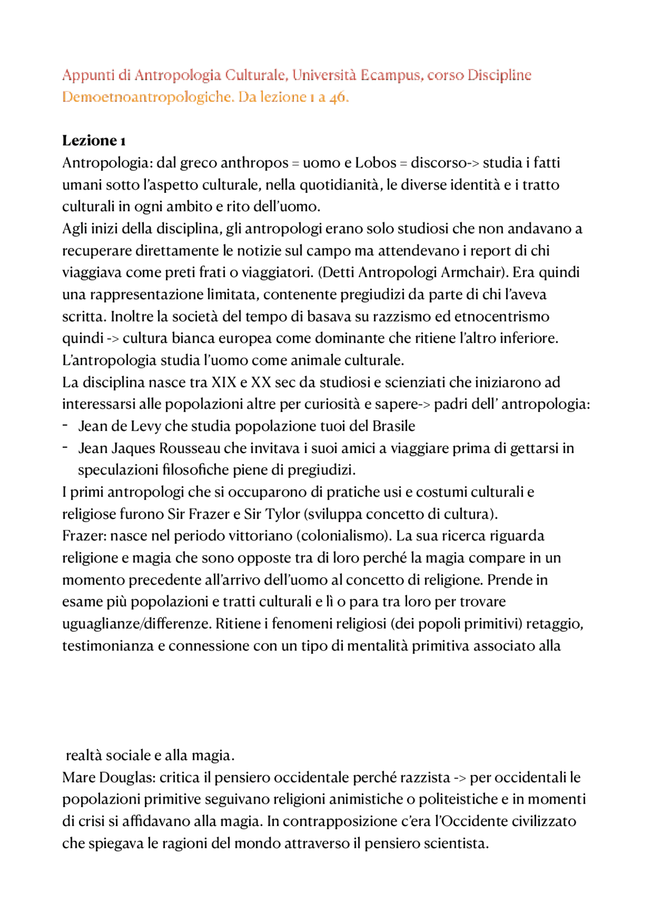 Appunti Discipline Demoetnoantropologiche Prof Pesce Ecampus Appunti