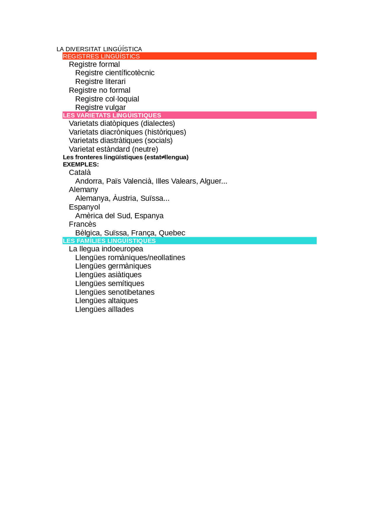 Diversidad Linguistica Apuntes De Catalán Docsity