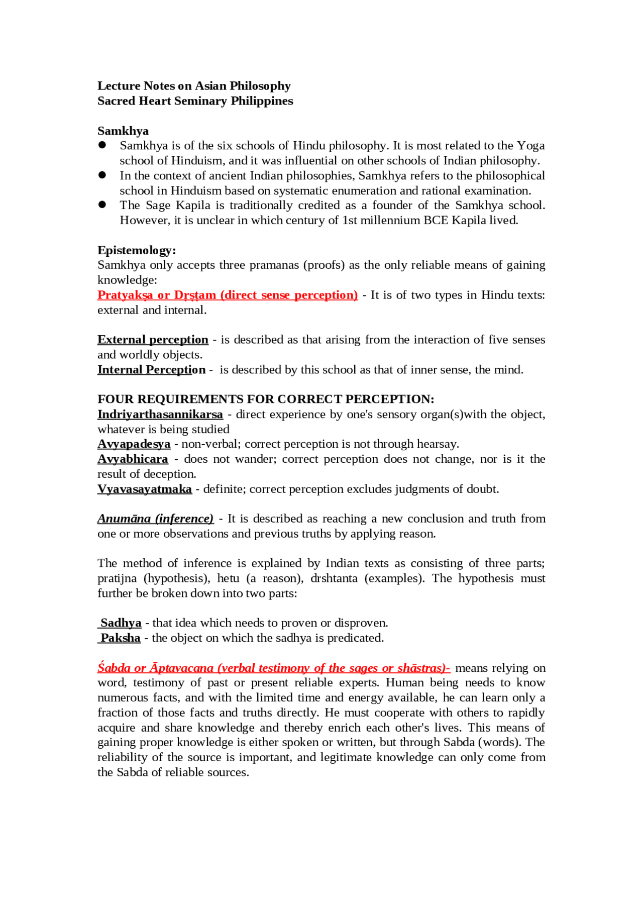 Lecture Notes In Eastern Philosophy The Samkhya Lecture Notes Law