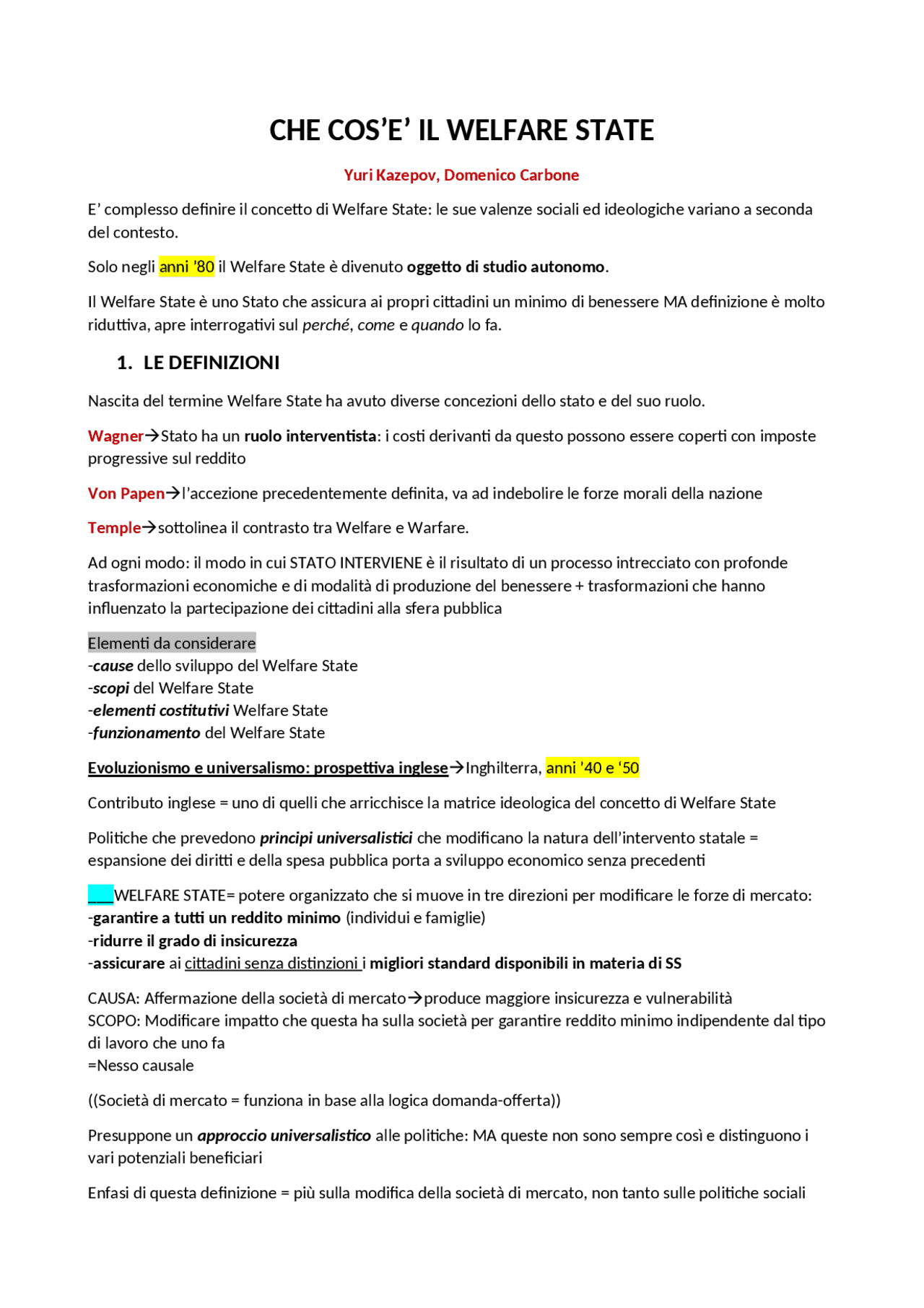CHE COS’E’ IL WELFARE STATE | Sintesi del corso di Mercato E Politiche ...
