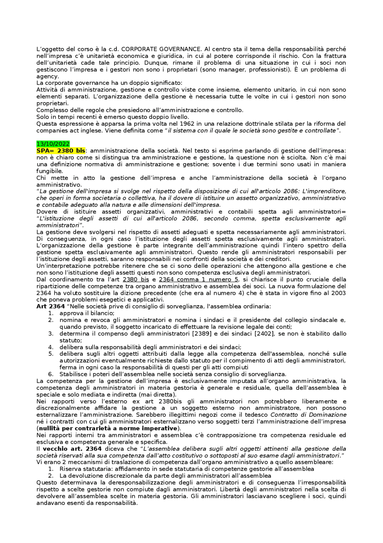 Appunti Parte Di Corso Spa Schemi E Mappe Concettuali Di Diritto