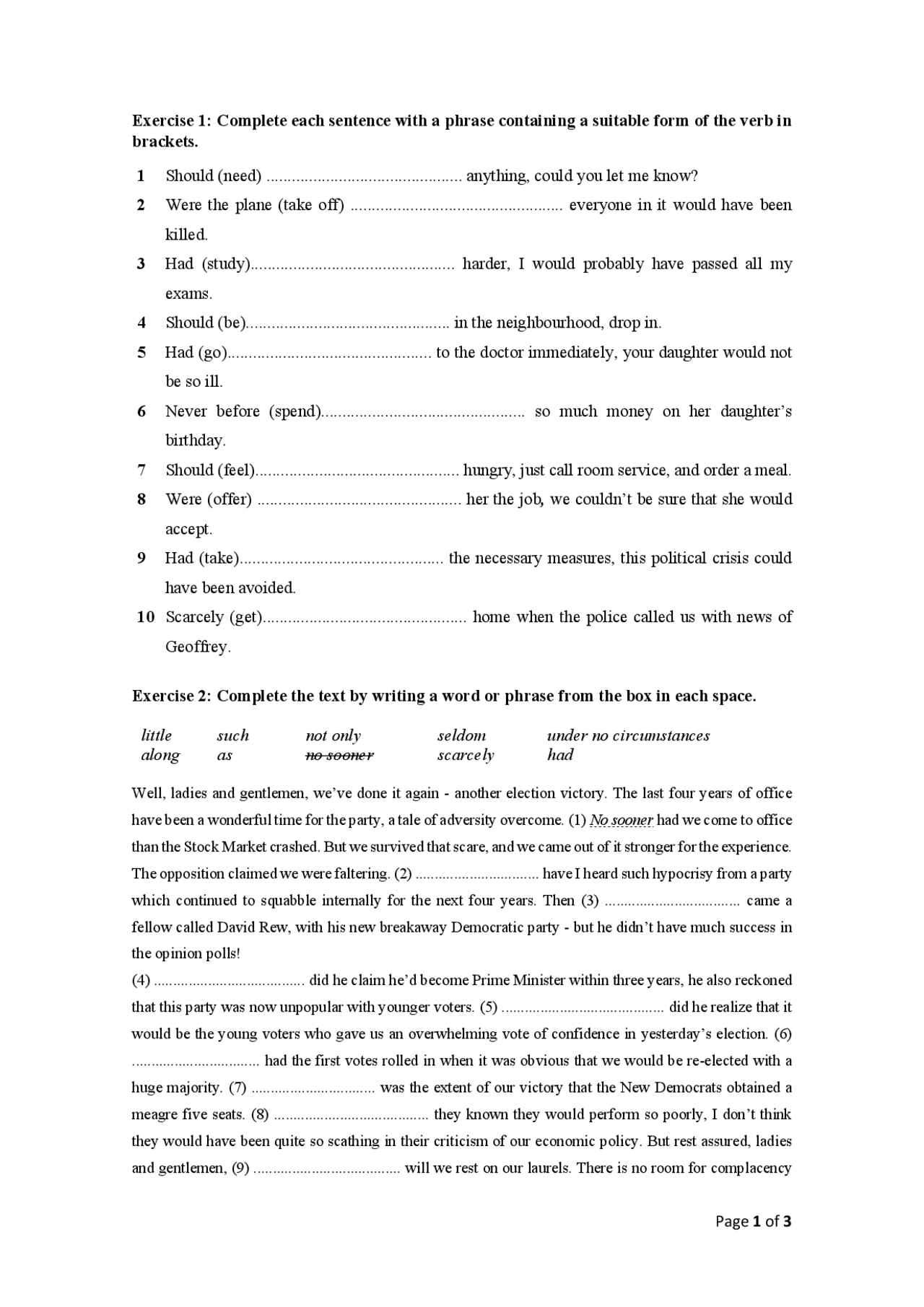 Technical English Inversions Apuntes De Inglés Técnico Docsity