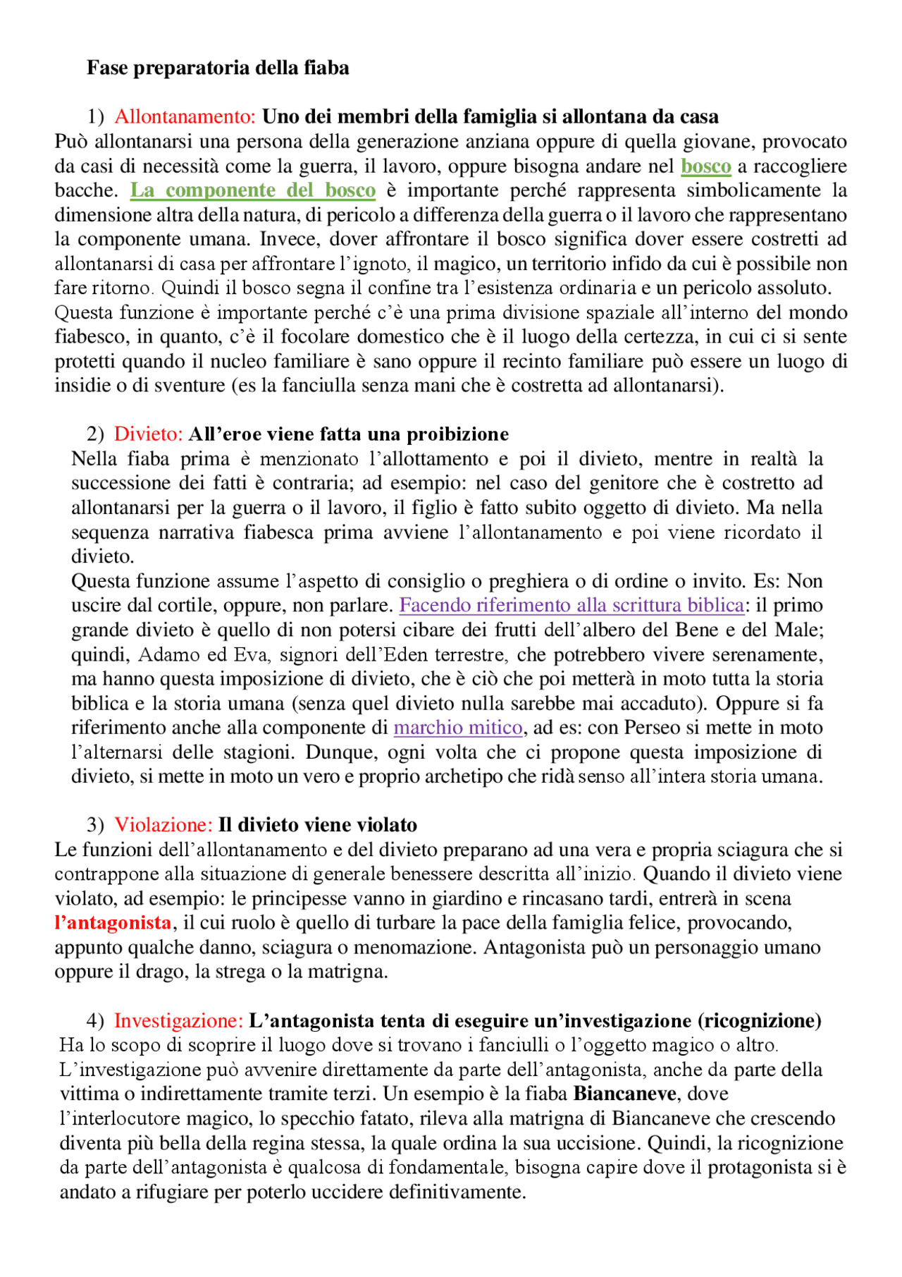 Le funzioni della fiaba | Dispense di Letteratura Italiana | Docsity