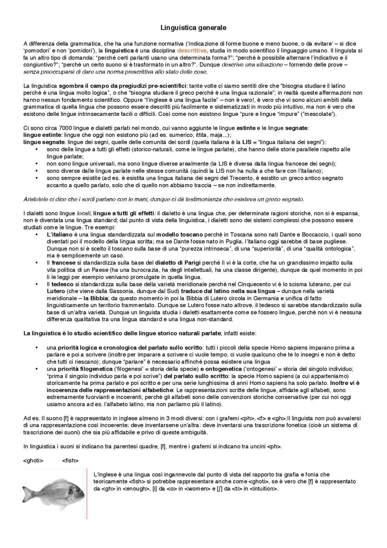 Linguistica Generale Riassunto Del Graffi Scalise Sintesi Del