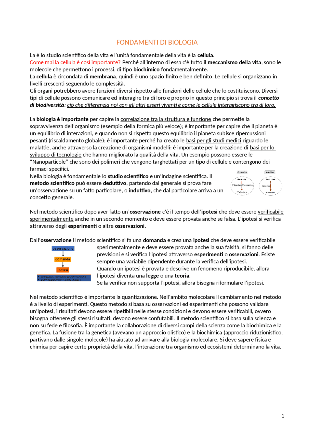 Fondamenti Di Biologia Appunti Di Biologia Docsity