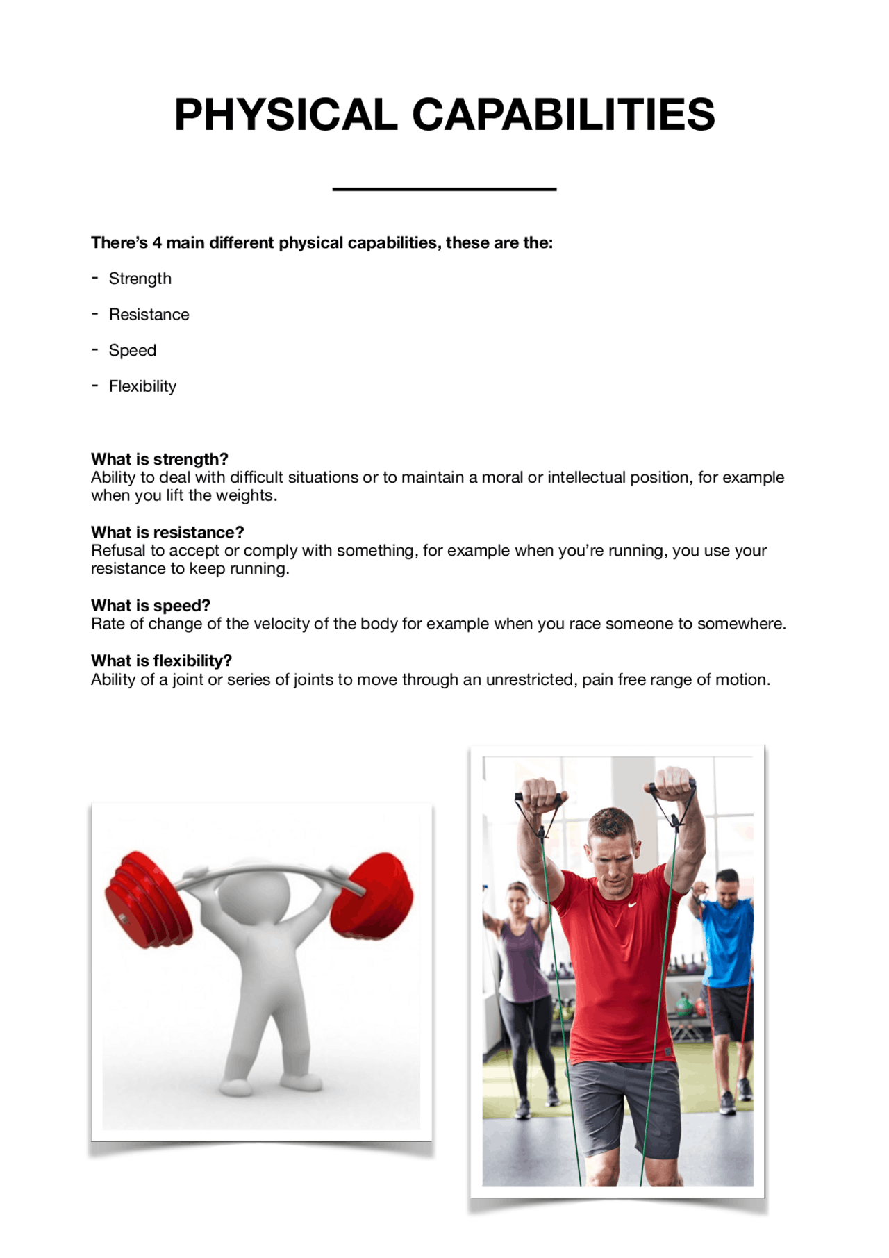 Physical Capabilities | Apuntes de Educación física | Docsity