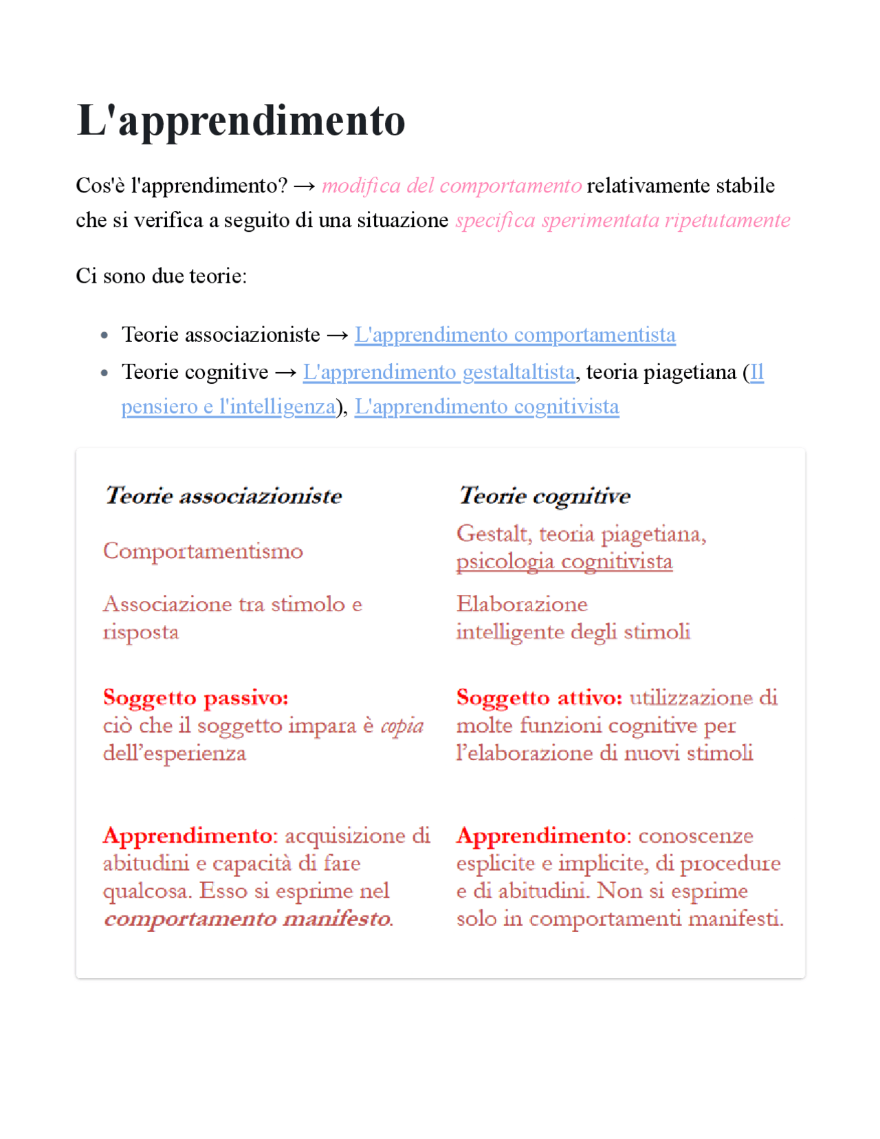 Appunti Sullapprendimento Appunti Di Psicologia Generale Docsity