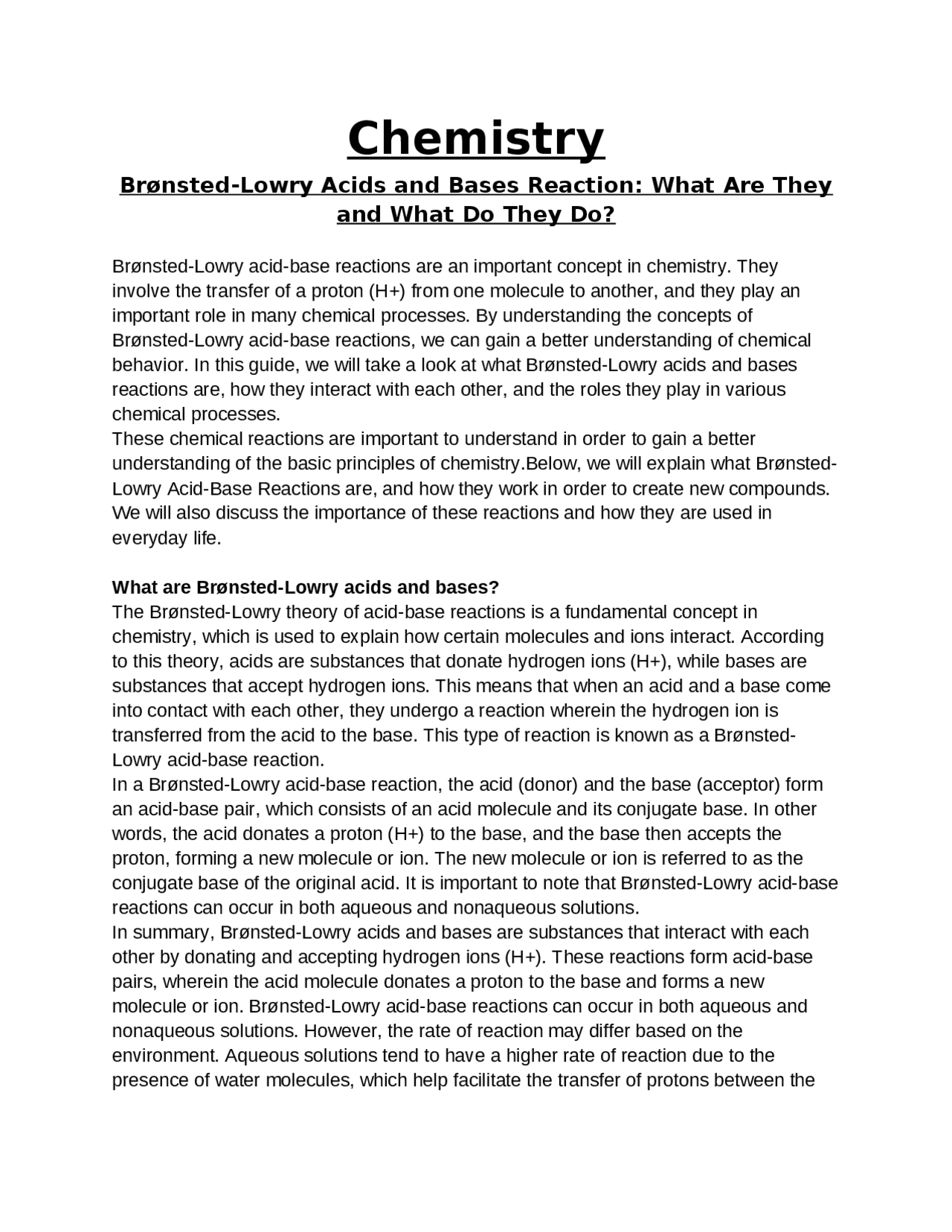 Brønsted-Lowry Acids and Bases Reaction_ What Are They and What Do They ...